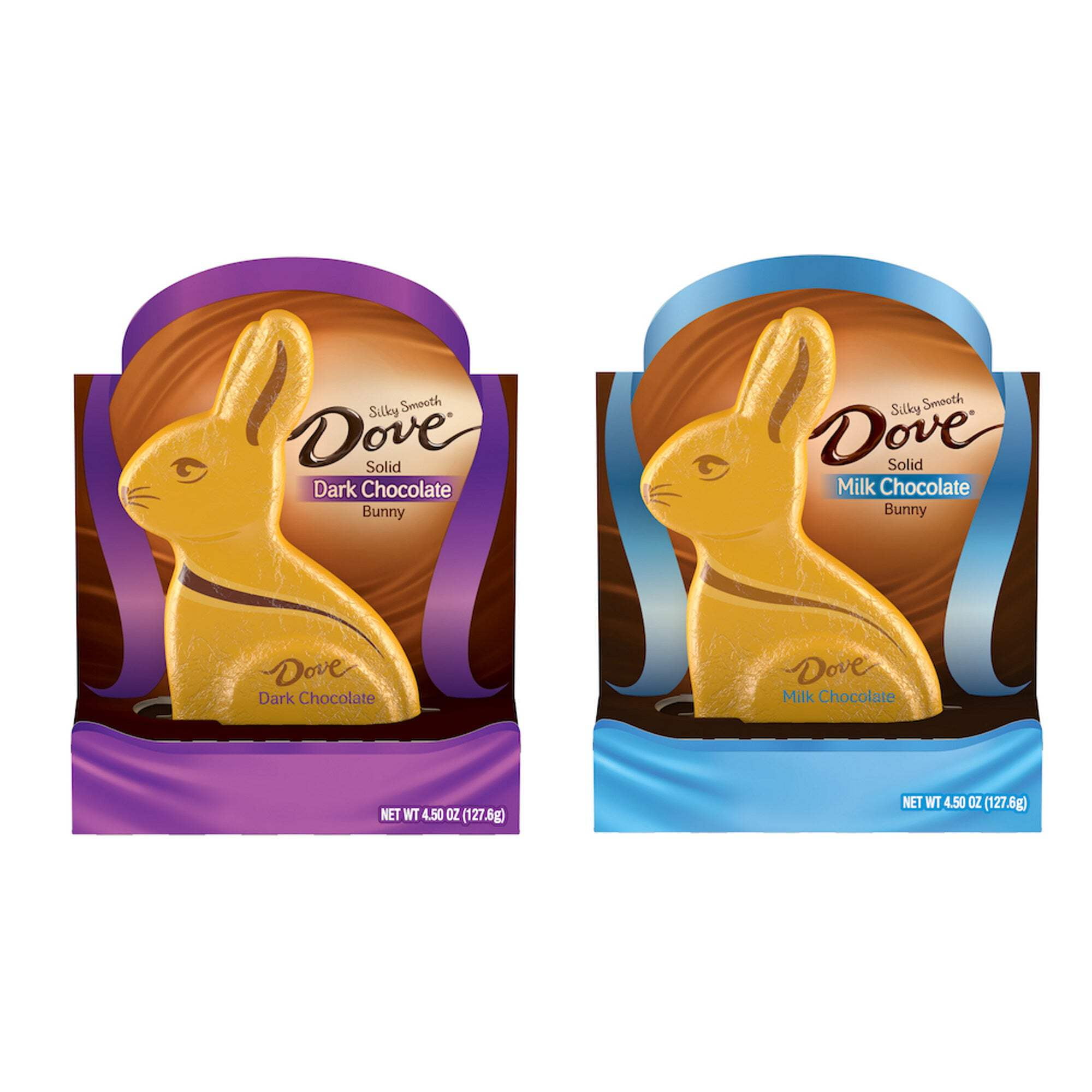 Dove Chocolate Easter Bunny Solid Variety Pack- Includes 2 Chocolate ...