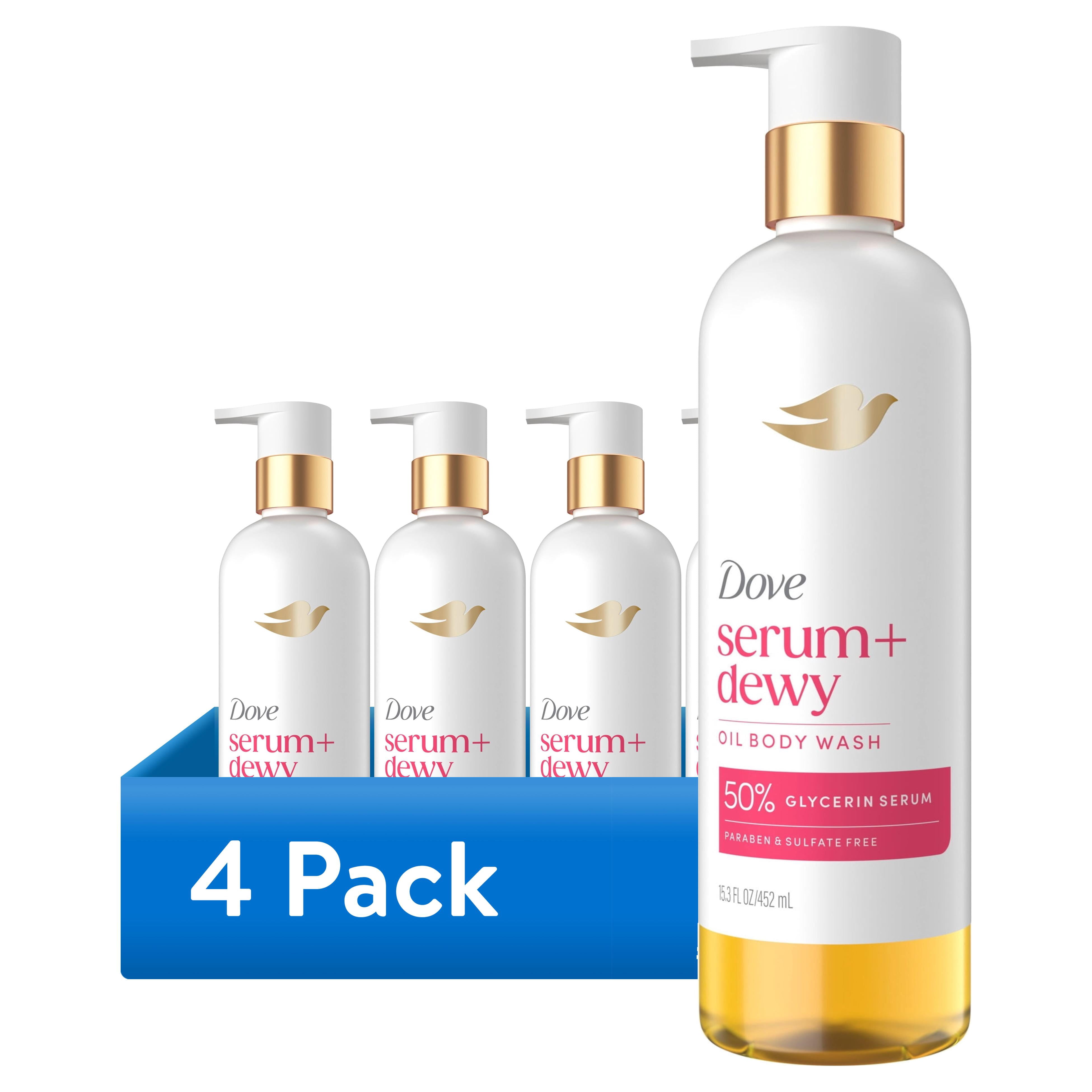 (4 pack) Dove Coconut & Geranium Oil Body Wash for Women Serum + Dewy ...