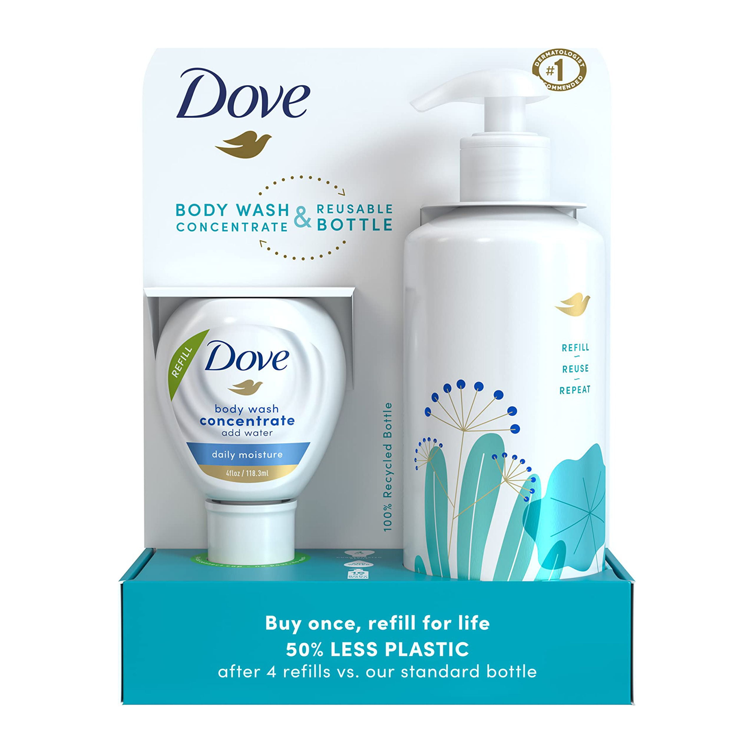Dove Concentrate Refill and TGF4 100 percent Recycled Reusable Bottle ...