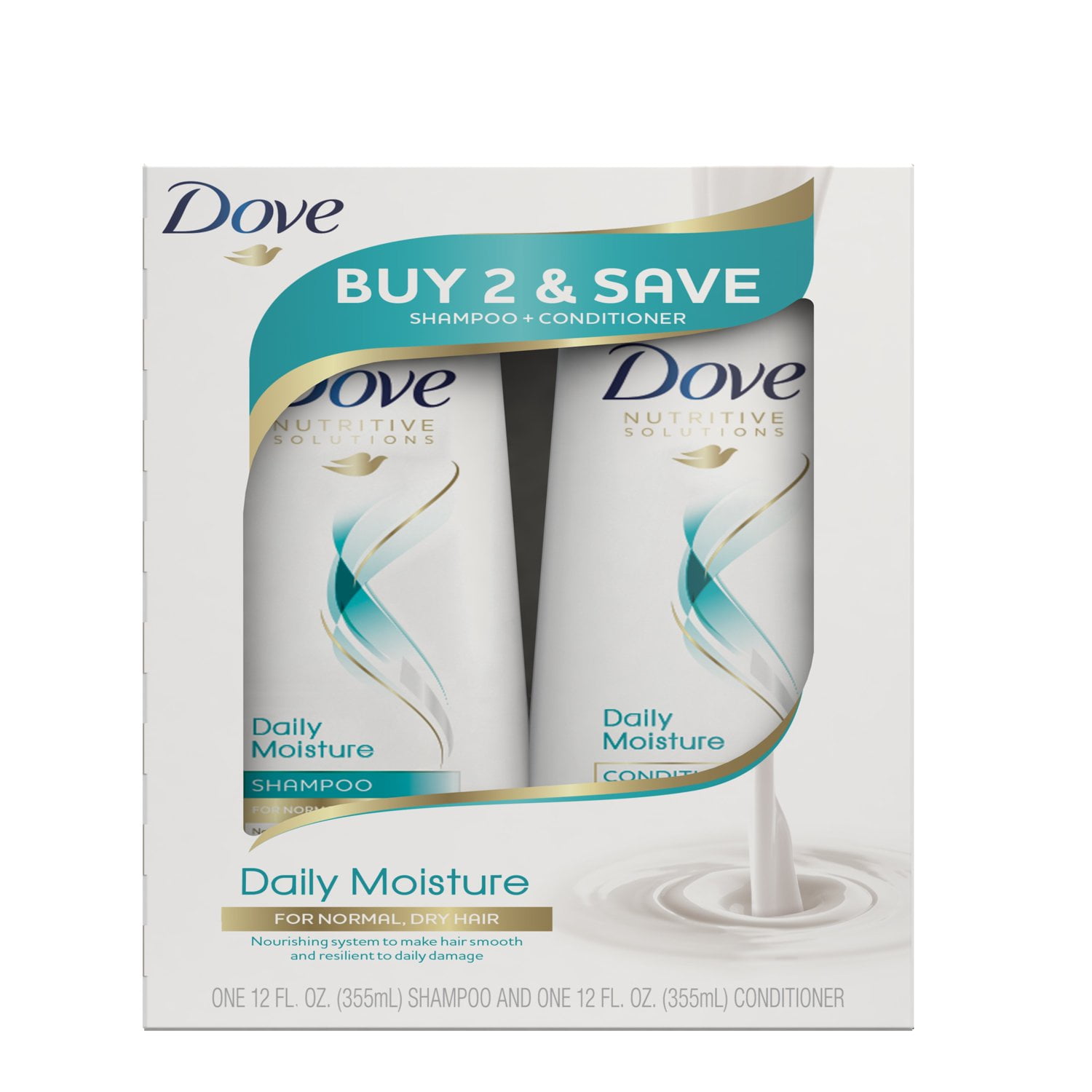 Dove Daily Moisture Nourishing Shampoo and Conditioner Set, 12 oz ...