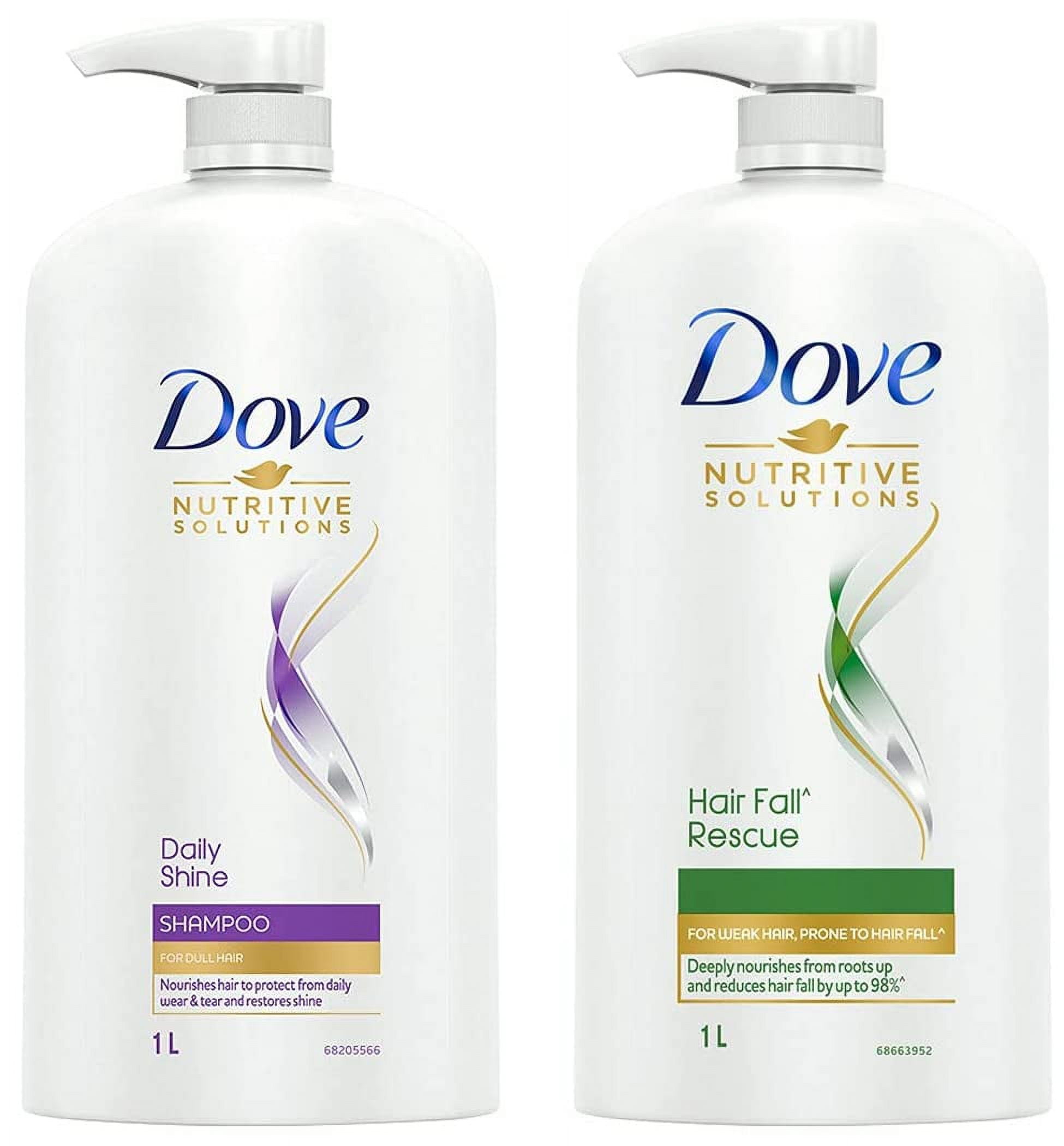 Dove Daily Shine Shampoo 1 L, & Dove Hair Fall Rescue Shampoo 1 L ...
