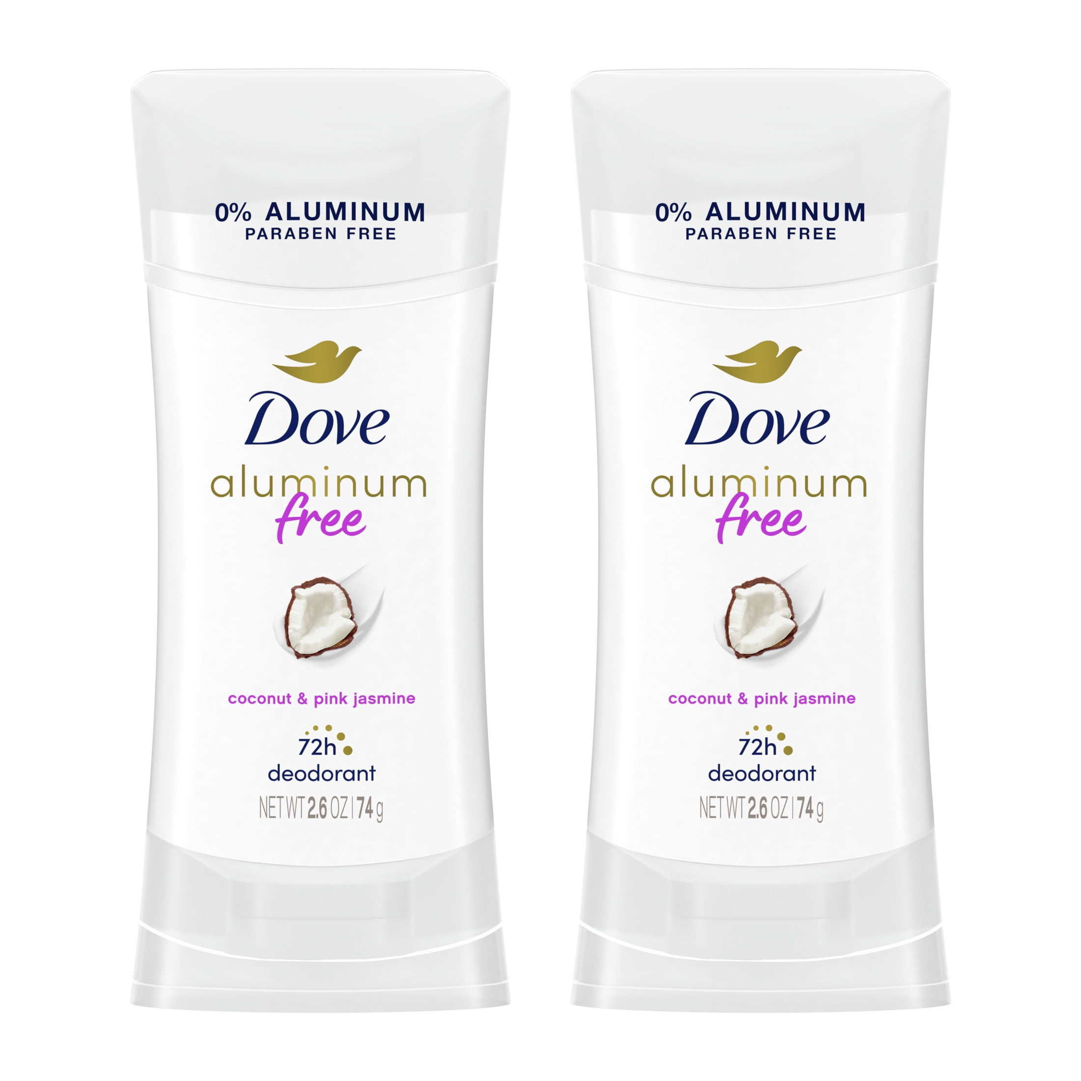 Dove Deodorant Stick Coconut & Pink Jasmine Aluminum Free, 2.6 oz 2 ...