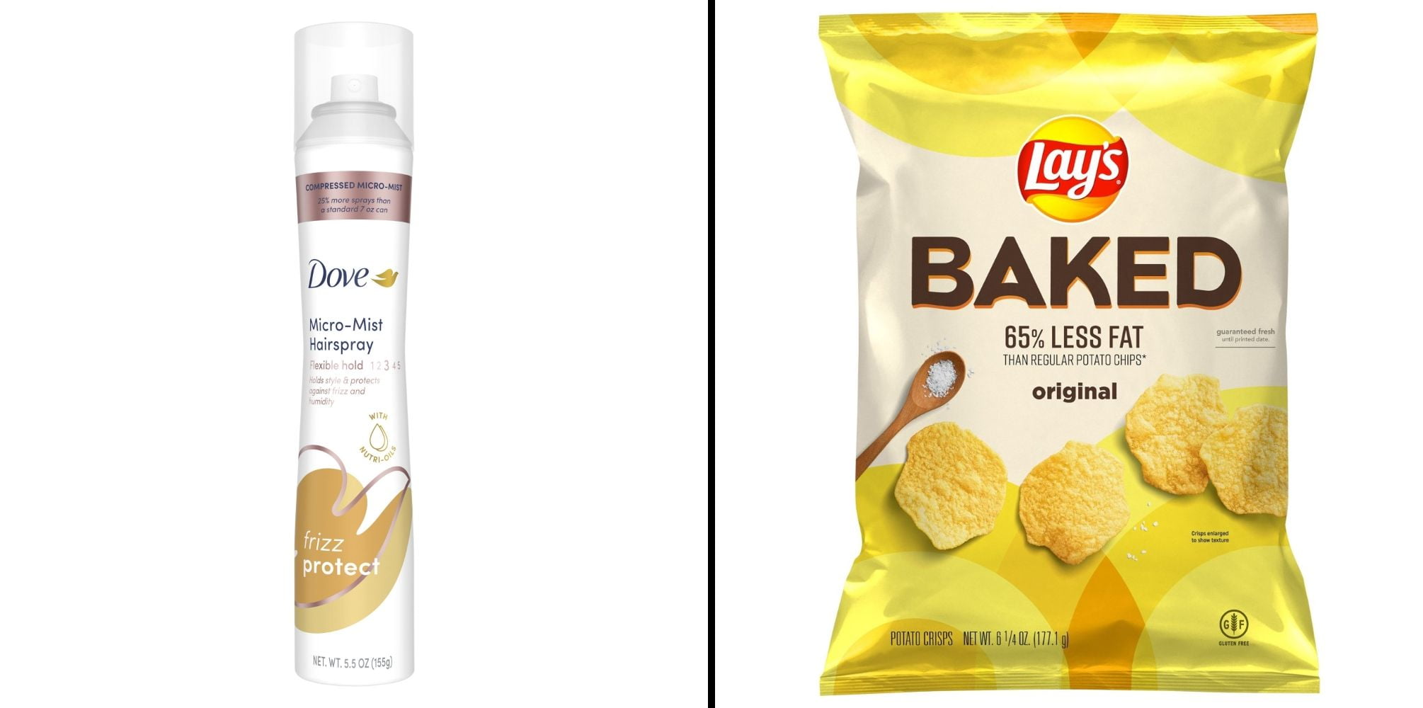 Dove Flexible Hold Hair Spray - Frizz Protect & Lay's Oven Baked ...