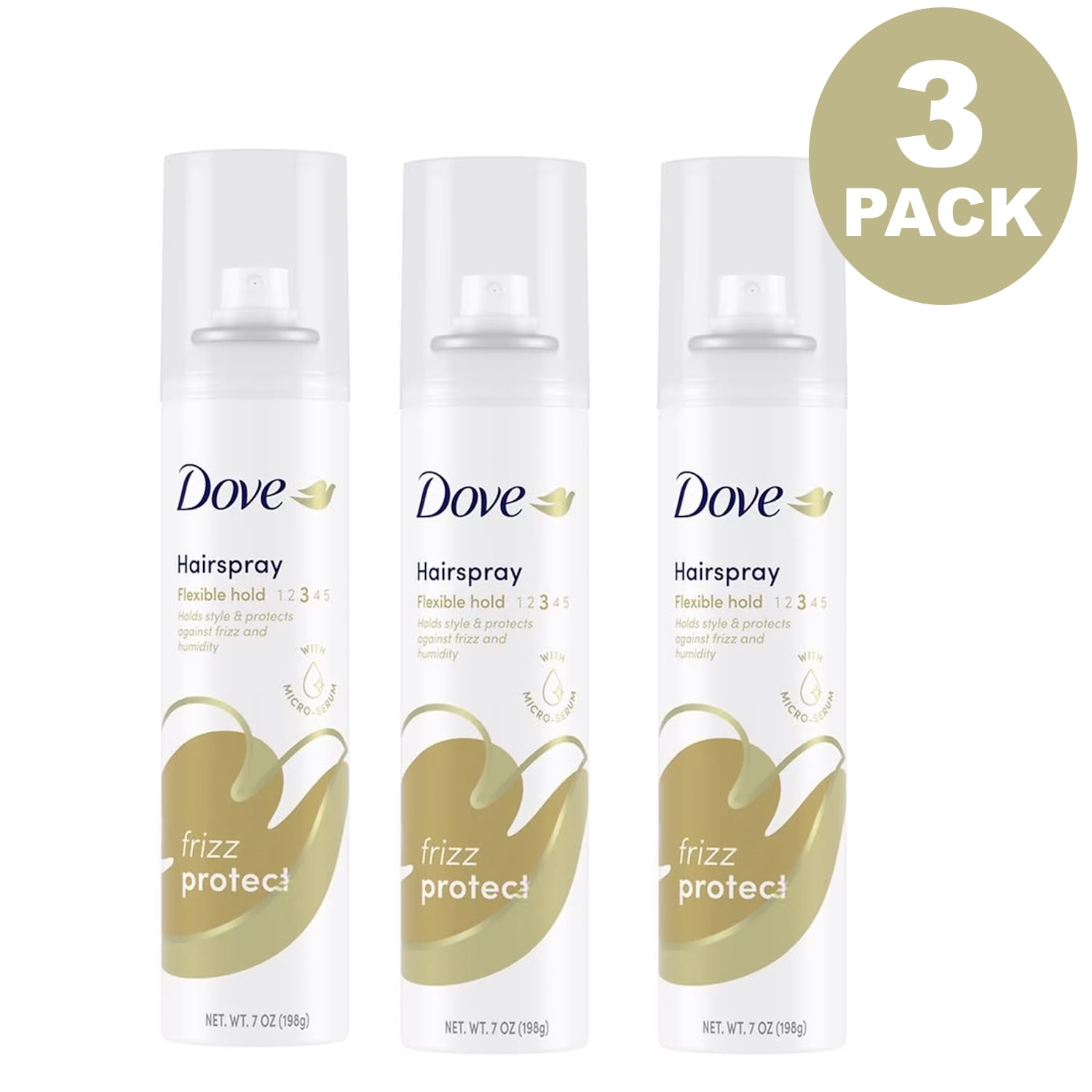 Dove Flexible Hold Hairspray Frizz Protect, 7 oz, 3 PACK - Walmart.com