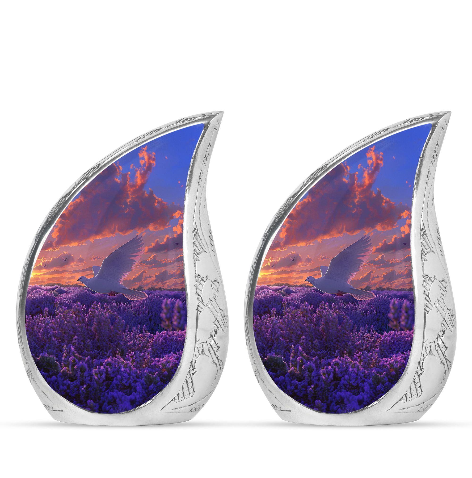 Dove Fly In Purple Flower Field Keepsake Funeral Urn For Ashes Adult ...