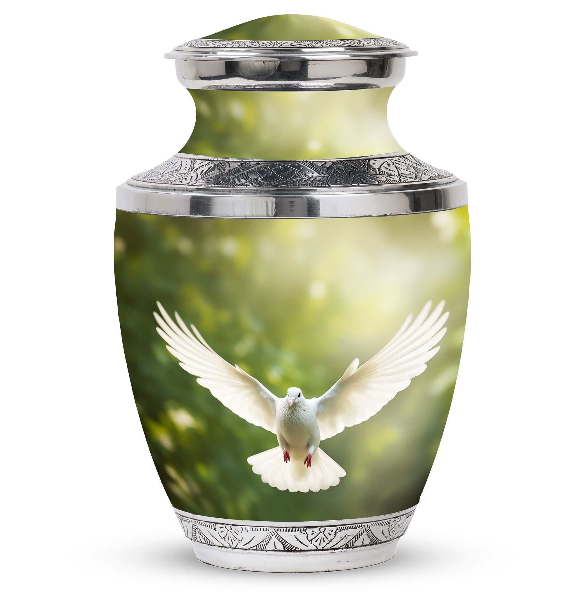 Dove Flying In Light Background Urn For Ashes, Light-Themed Memorial ...