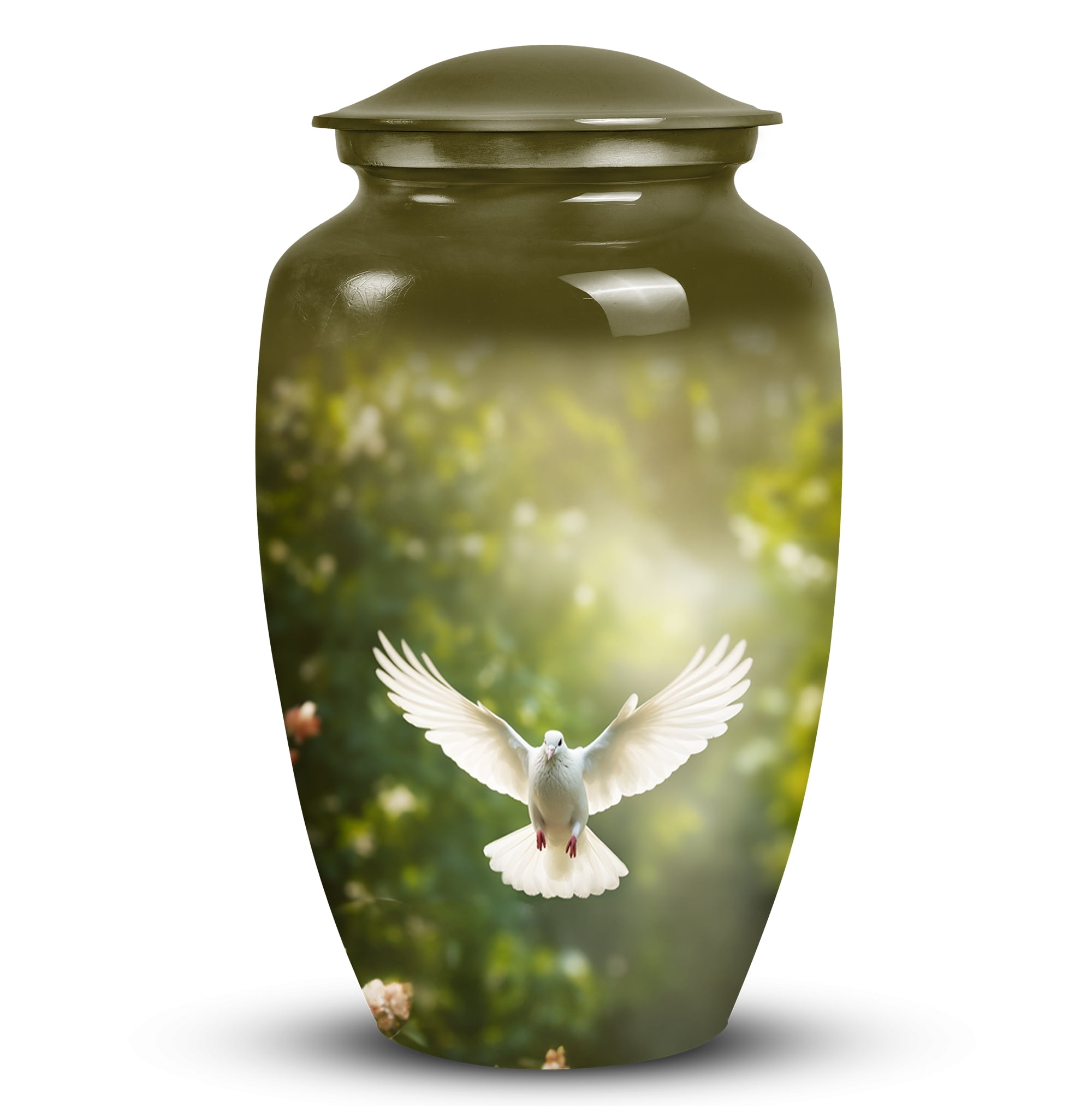 Dove Flying In Light Background - Urn For Human Ashes Adult - Unique ...