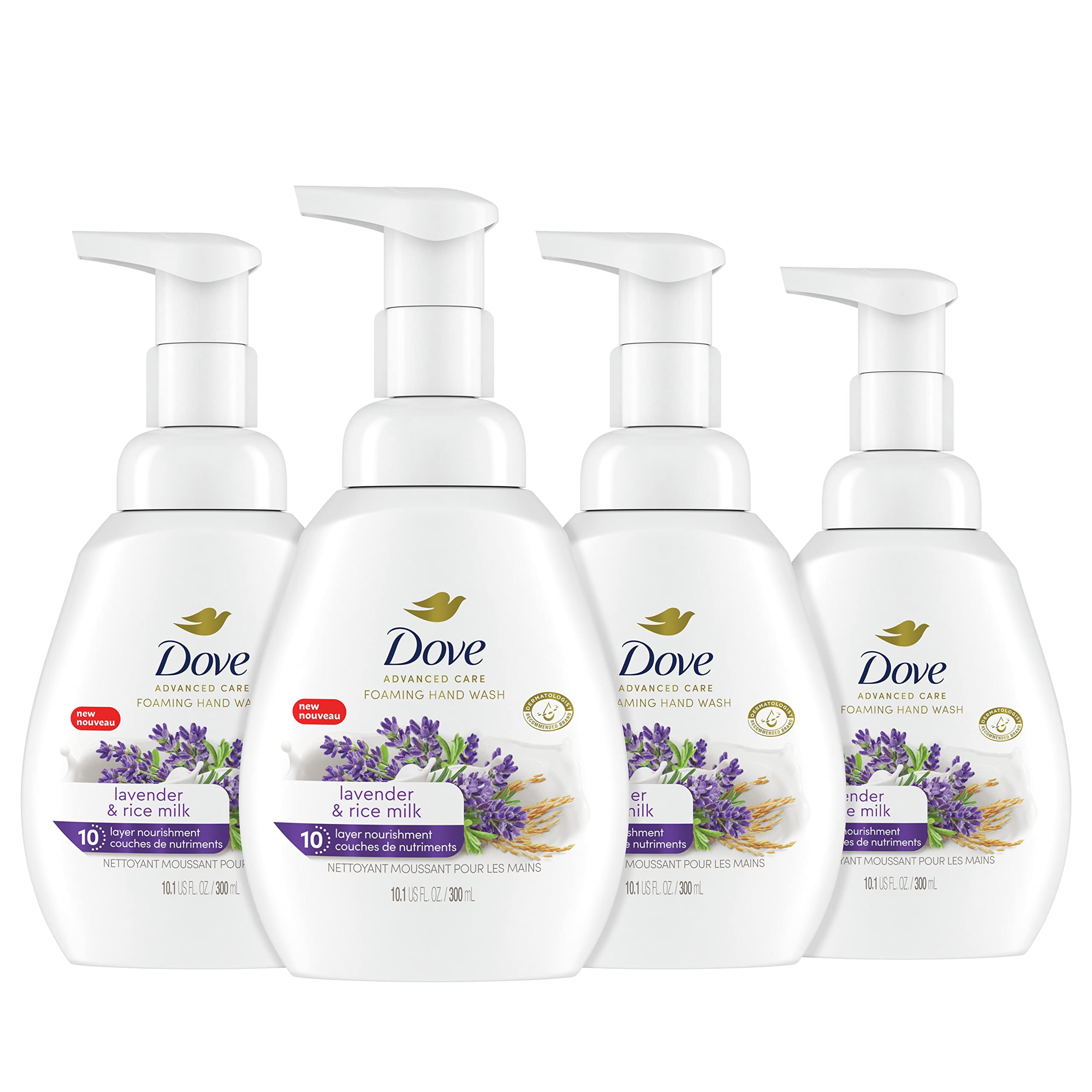 Dove Foaming Hand Wash DHF10 Lavender & Rice Milk Pack of 4 Protects ...
