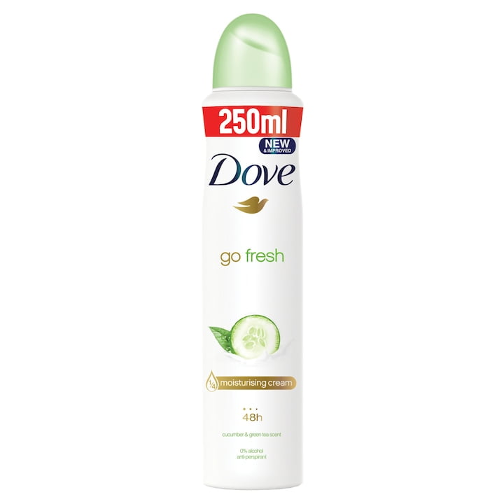 Dove, Go Fresh Cucumber Green Tea Antiperspirant Deodorant Spray, 250ml ...