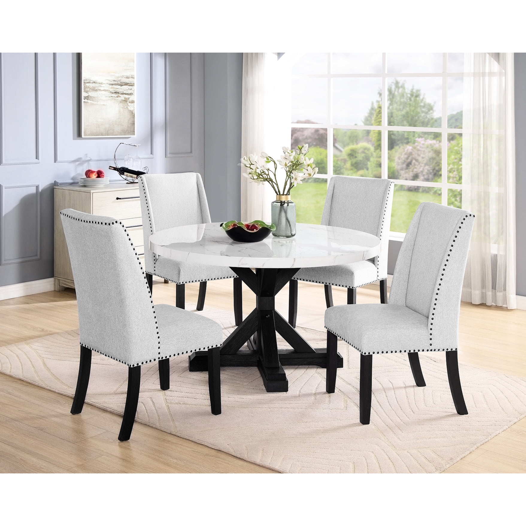 Dove Gray Upholstered 5pc Set / Dining Room Refresh / Contemporary ...