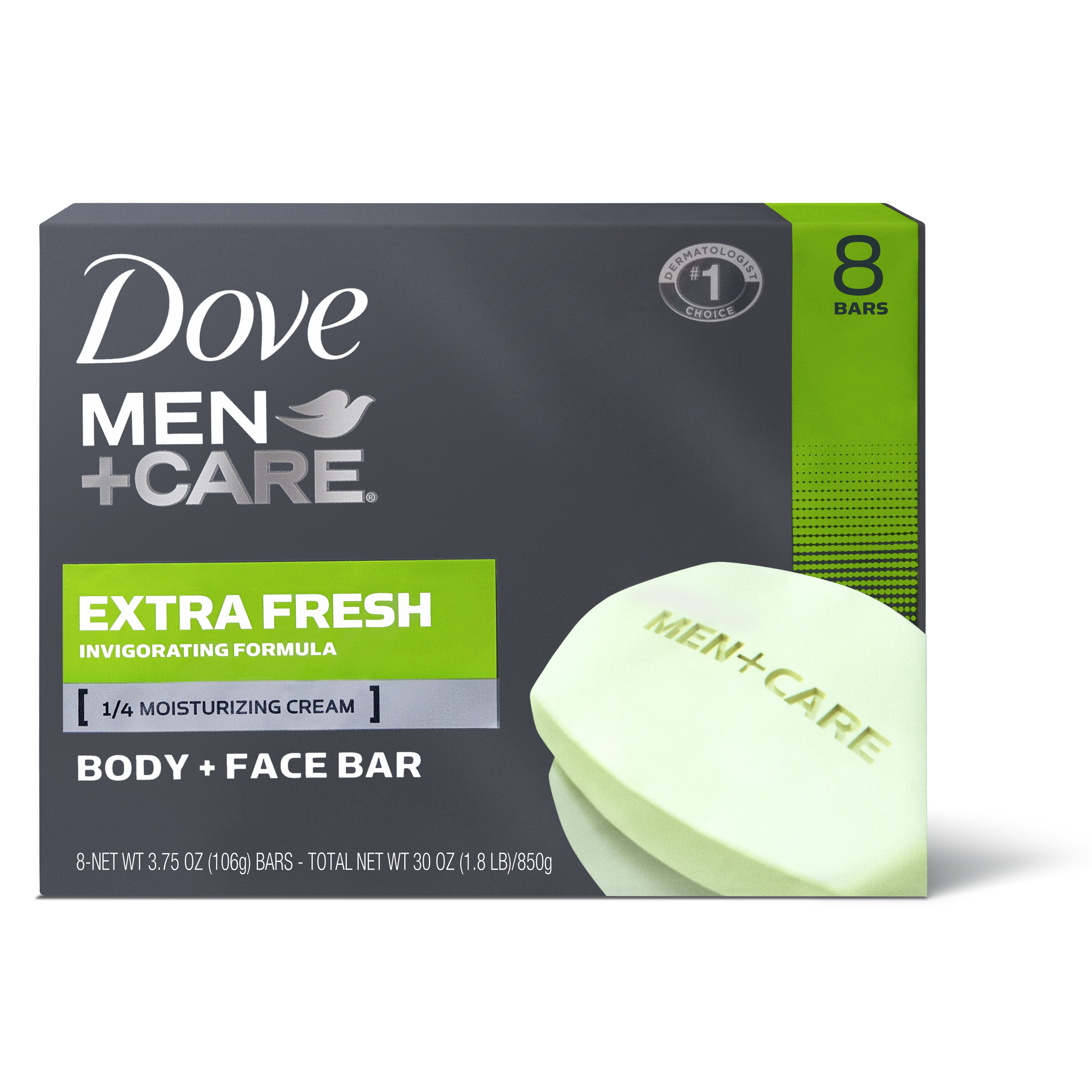 Dove Men+Care Extra Fresh Body and Face Bar, 4 oz, 8 Bar - Walmart.com