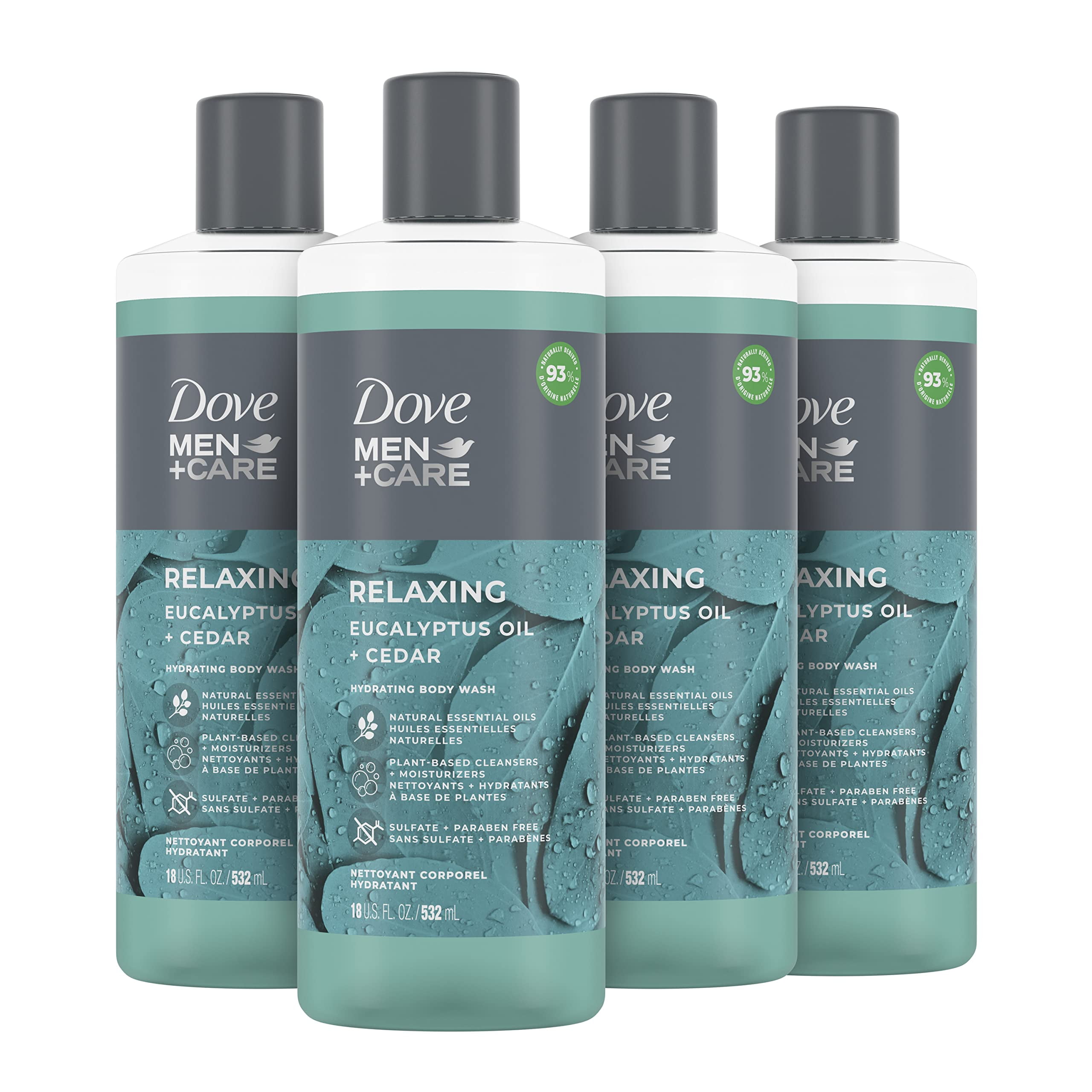 Dove Men+Care Body Wash Eucalyptus Cedar 4 Count For A Refreshing ...
