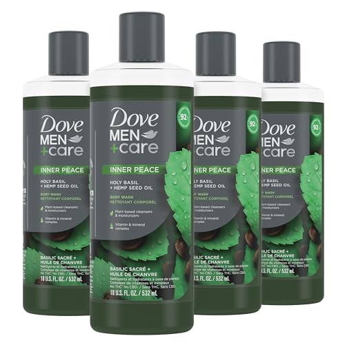 Dove Men+Care Body Wash Holy Basil + Hemp Seed Oil 4 Count to Rebuild ...