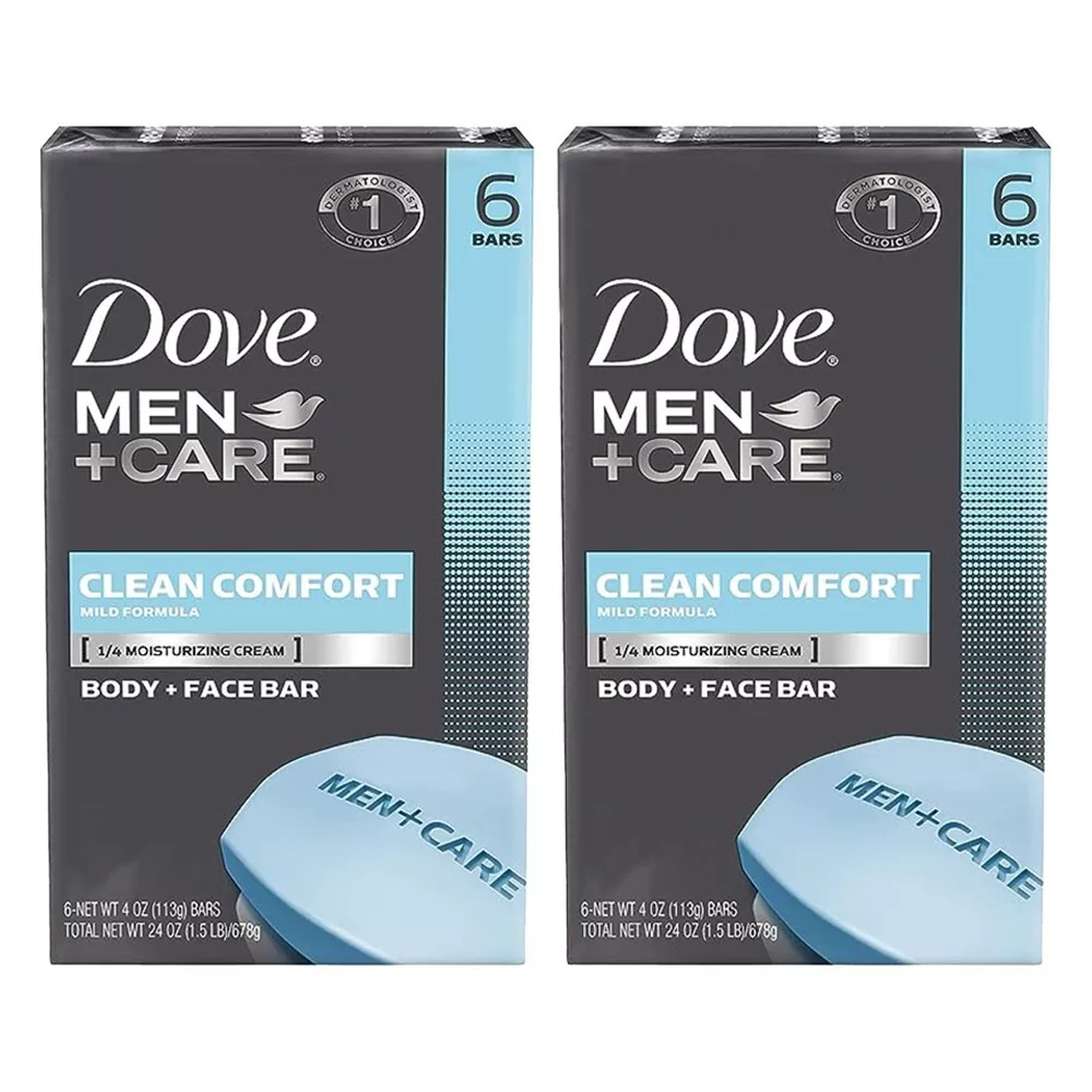 Dove Men + Care Clean Comfort Body + Face Bar, 4 Ounce, 6 Count (Pack ...