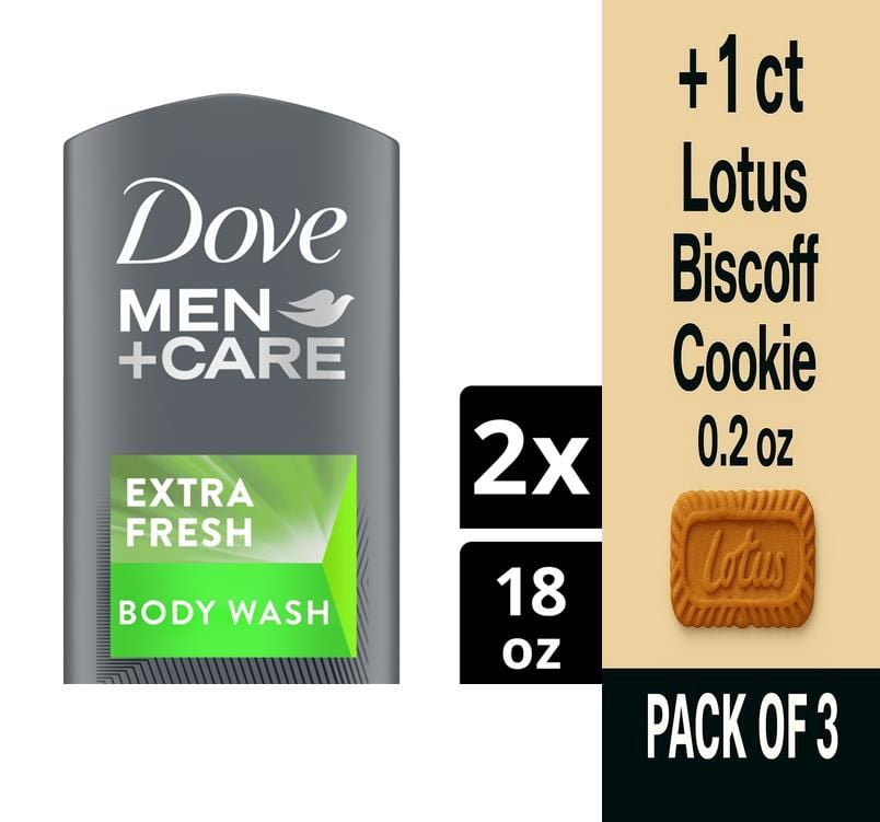 Dove Men+Care Extra Fresh Body Wash 2 ct / 18 fl oz - Pack of 3 & Lotus ...
