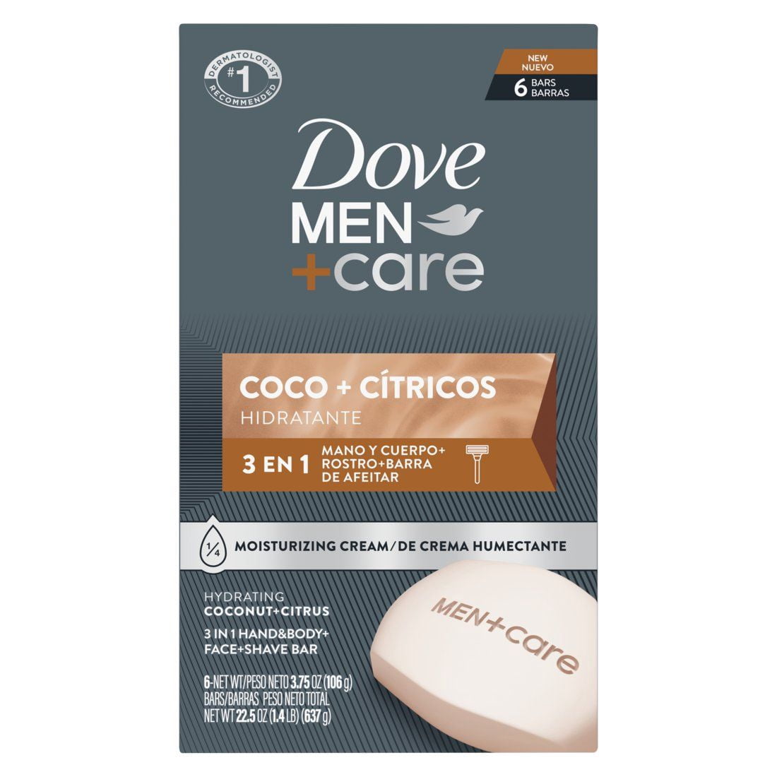 Dove Men+Care Hydrating 3-in1 Bar Soap - Coco & Citrus - 6 ct (Pack of ...