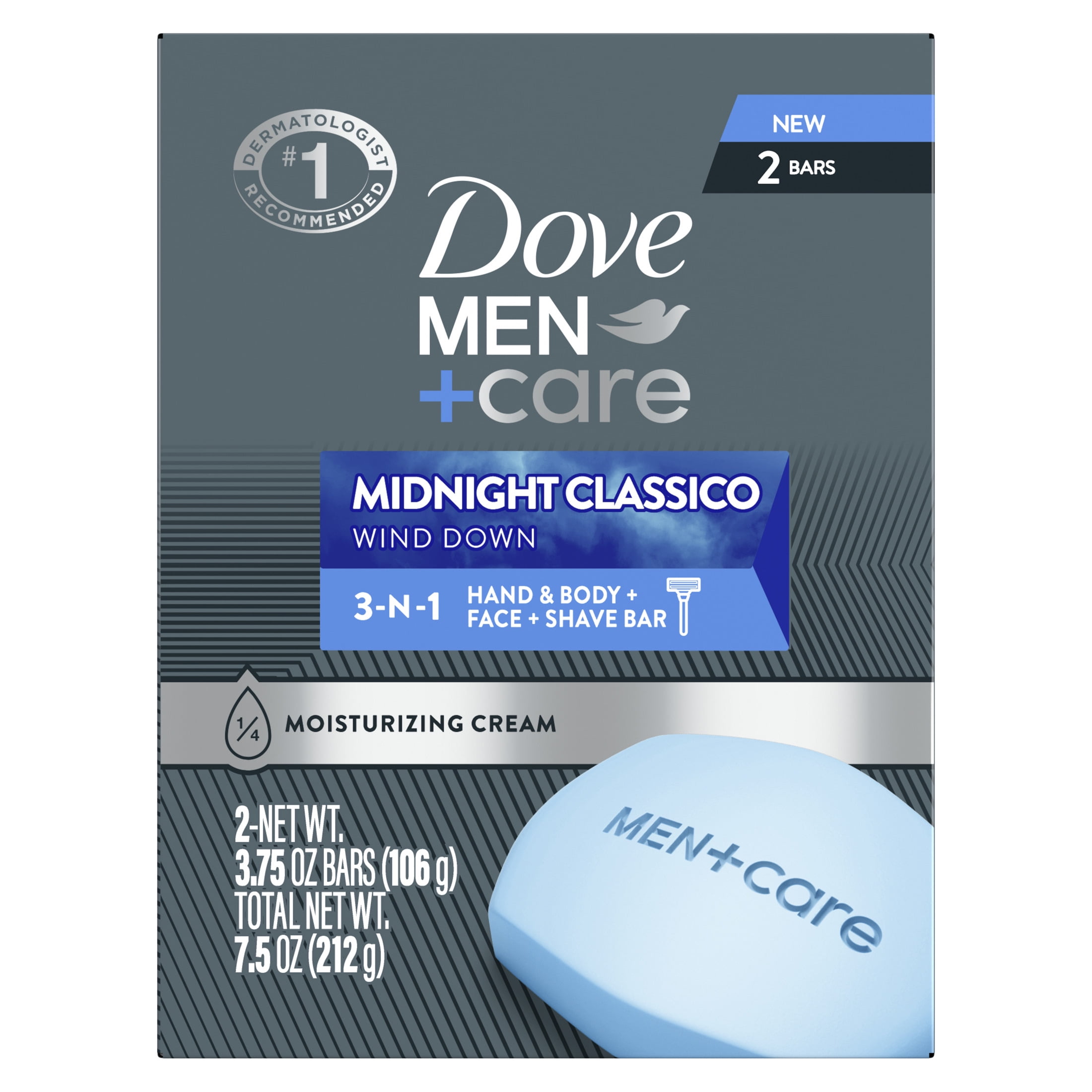 Dove Men+Care Hydrating Hand & Body Face + Shave Bar for Men Midnight ...