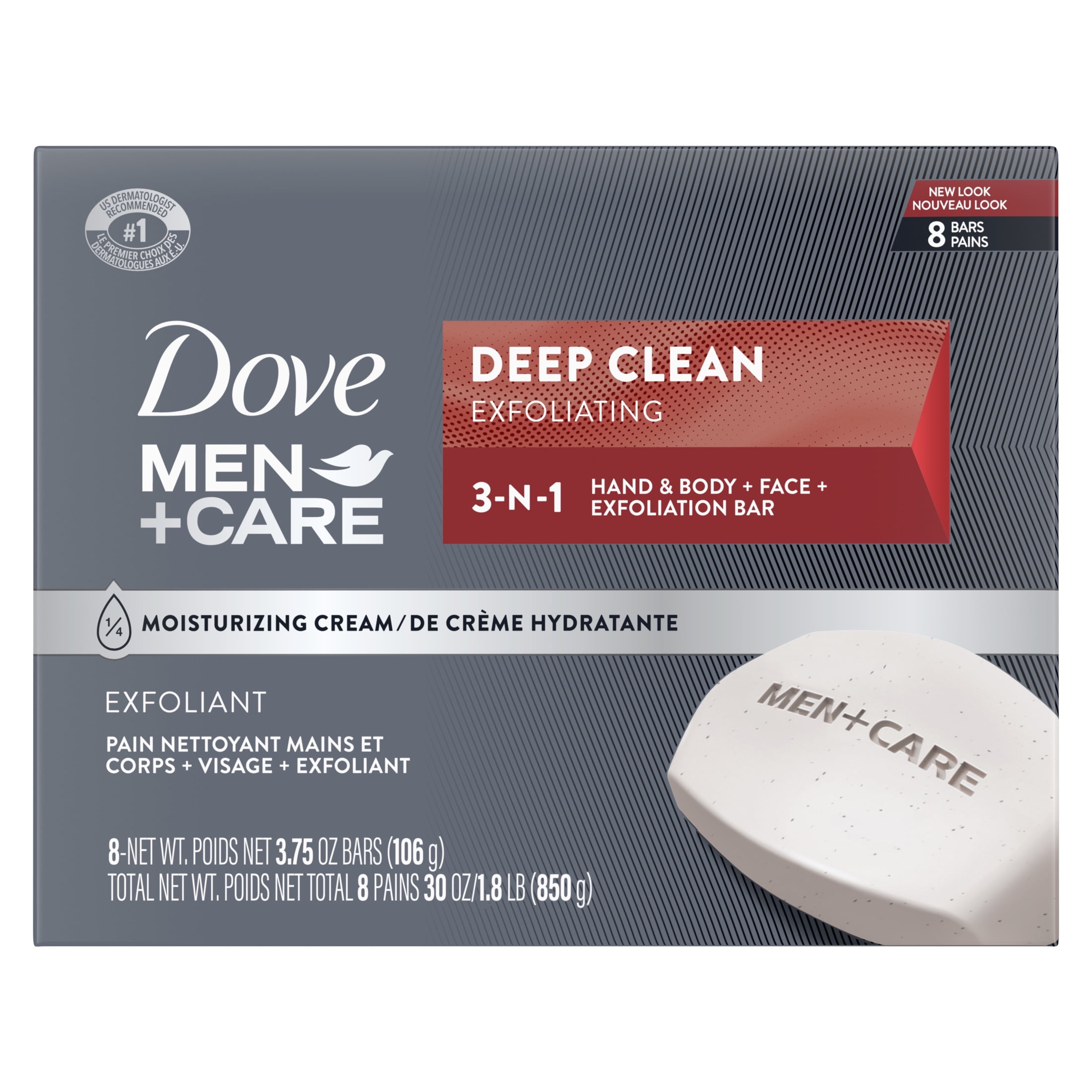 Dove Men+Care Men's Bar Soap Deep Clean, 3.75 oz, 8 Bars - Walmart.com
