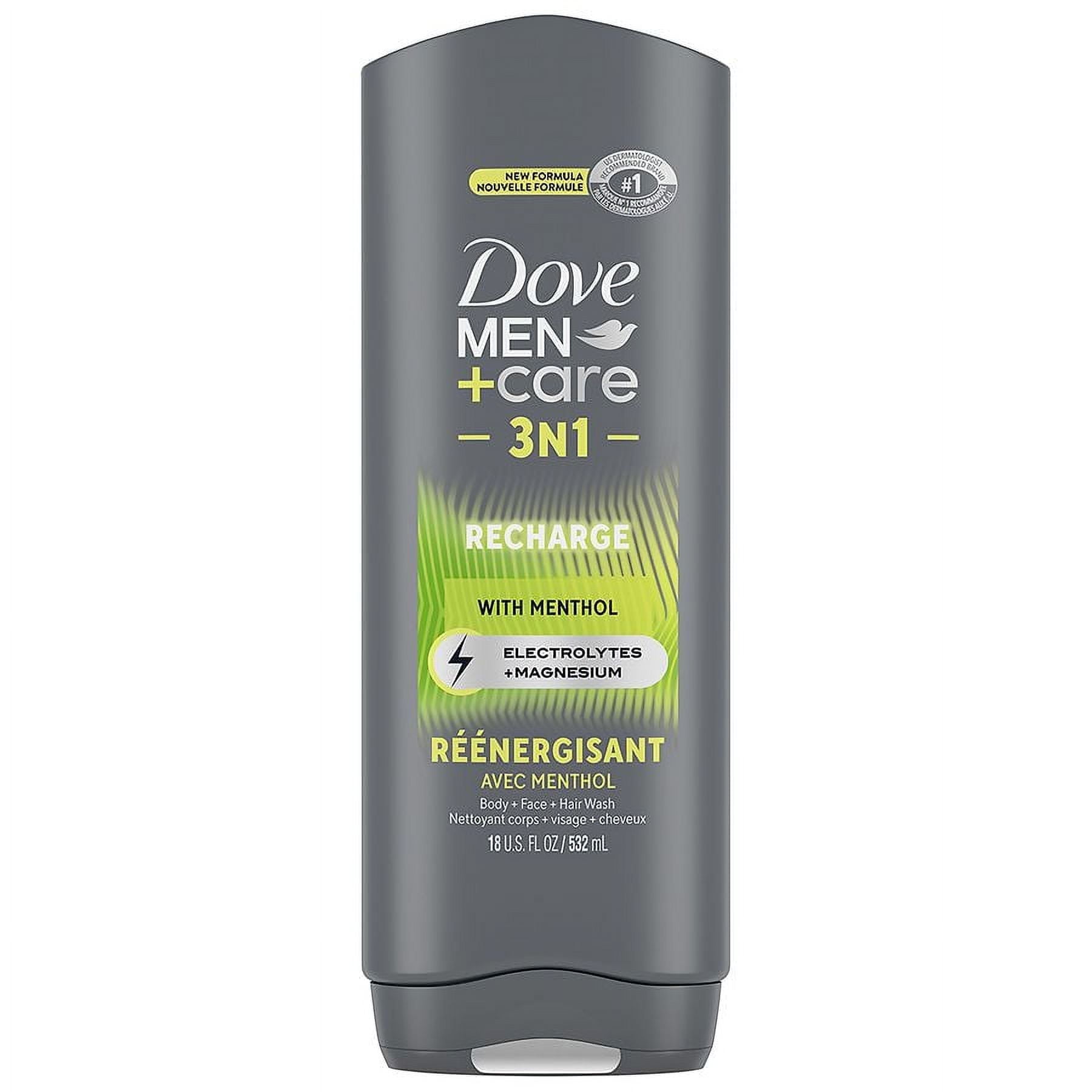 Dove Men+Care Recharge Body + Face + Hair Wash Menthol 18.0 fl oz Pack ...