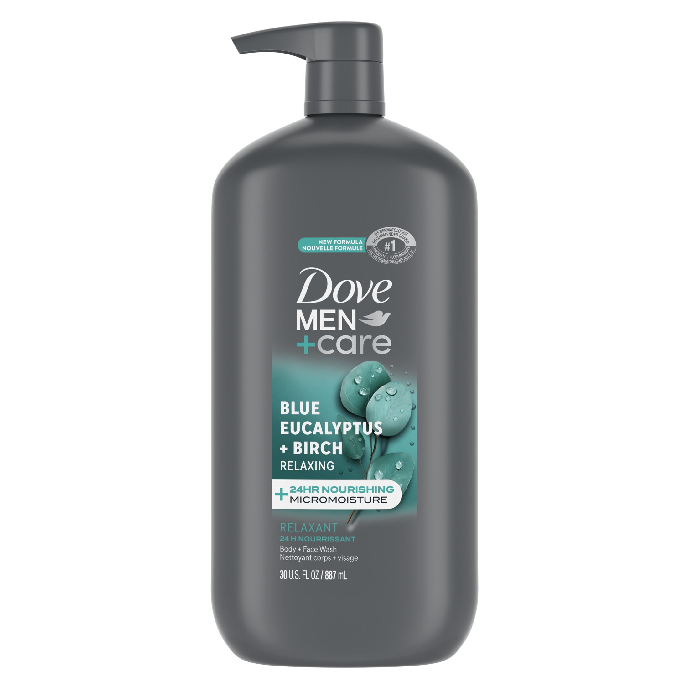 Dove Men+Care Relaxing Hydrating Men's Face & Body Wash Blue Eucalyptus ...