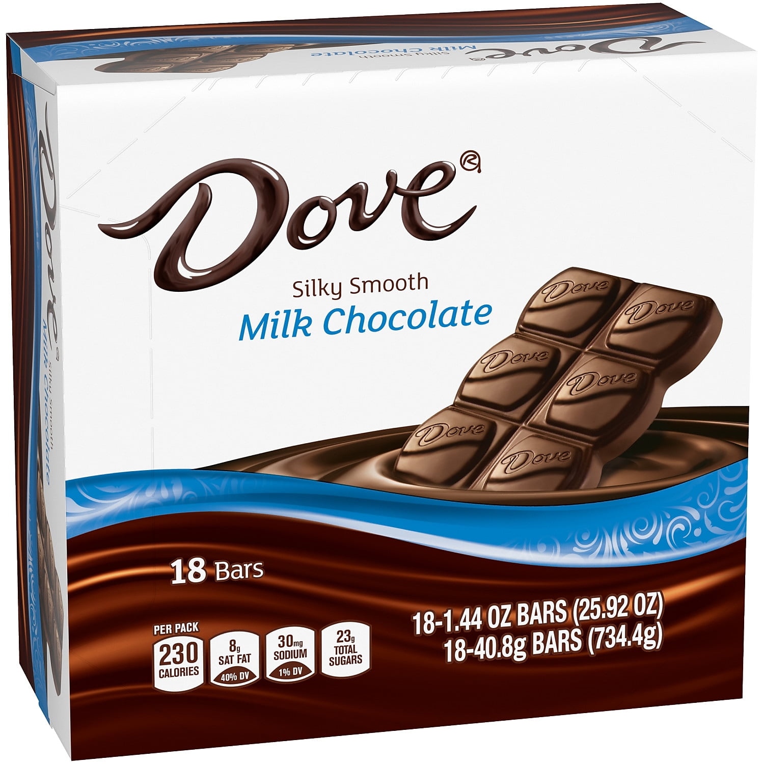 Mars Dove Milk Chocolate Candy Bars, Silky Smooth, 1.44 oz, 18-Count ...