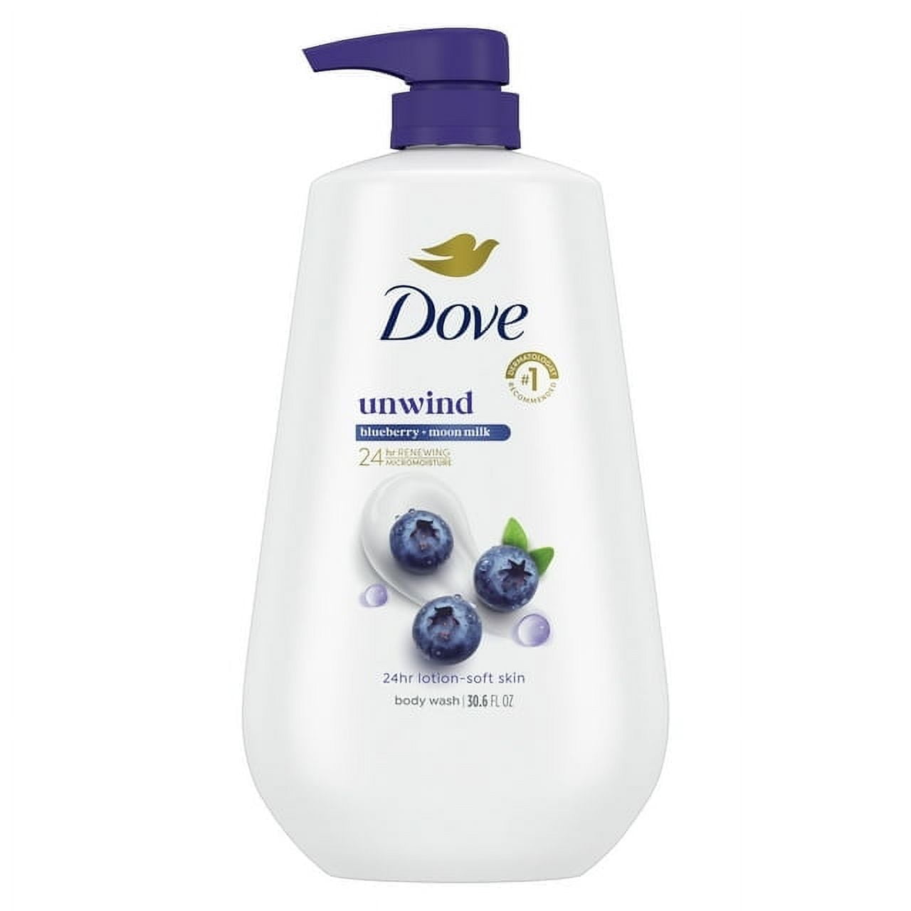 Dove Moisturizing Body Wash Unwind Blueberry & Moon Milk, 30.6 oz ( 3 Pack ) - Walmart.com