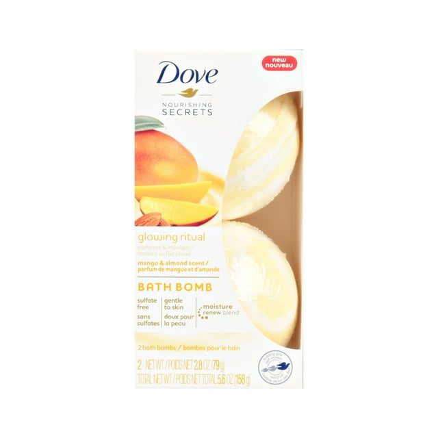 Dove Nourishing Secrets Bath Bomb Set Mango and Almond 2.8 oz, 2 ct ...