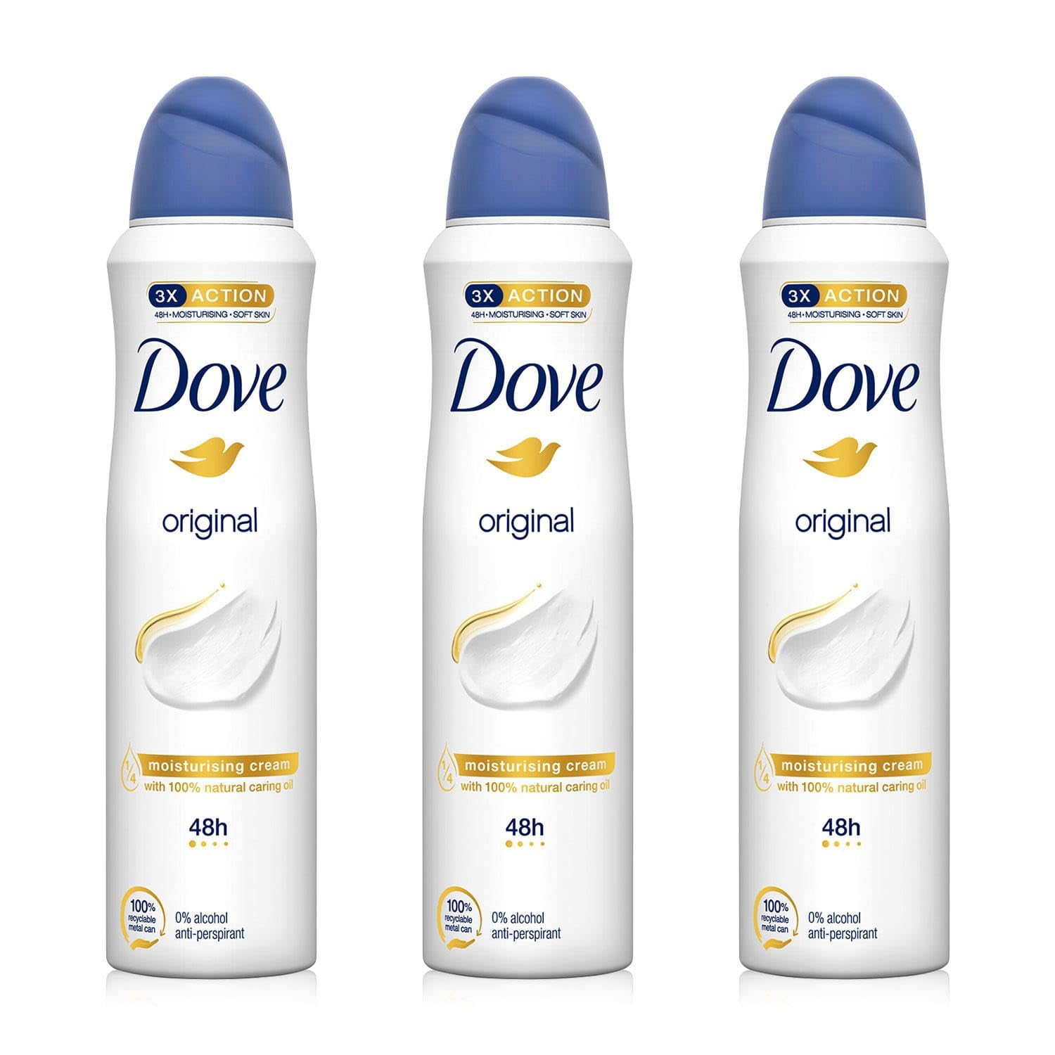 Dove Original Aerosol Antiperspirant Deodorant 150Ml Pack Of 3 ...