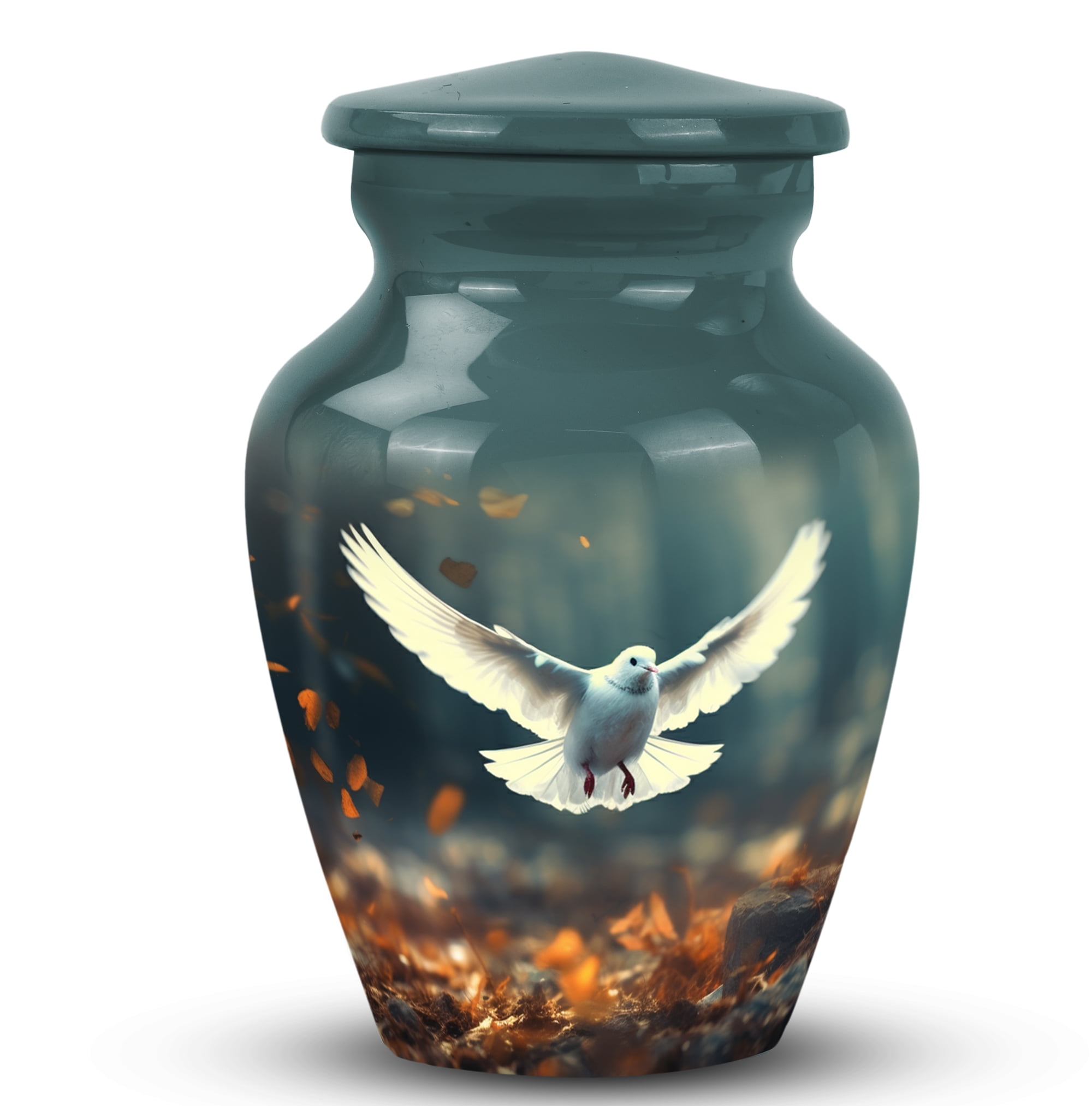 Dove Over Fallen Leaves Ash Holder - Urns With Doves - Urns For Human ...