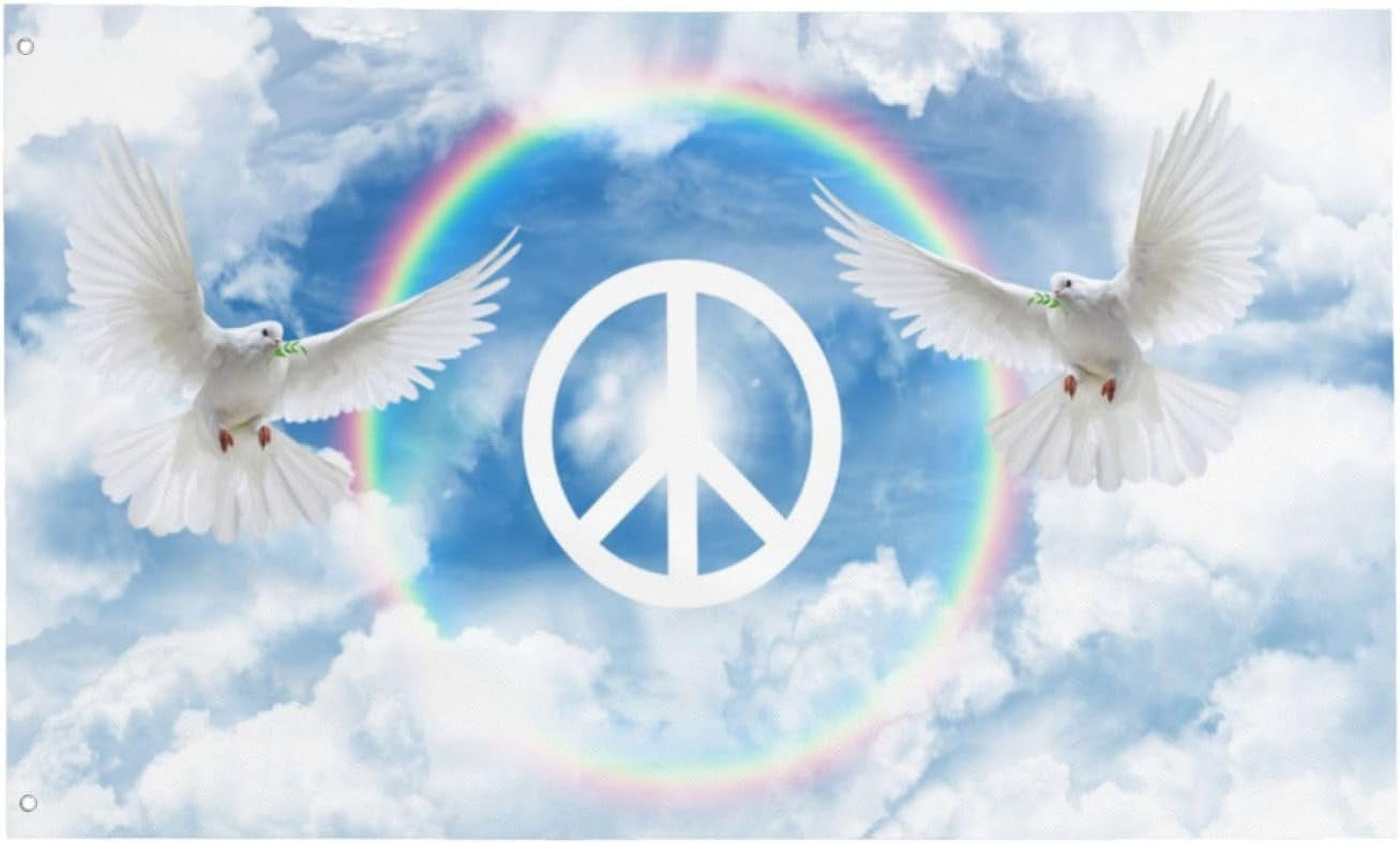 Dove Peace Flag Outdoor Indoor With Grommet Rainbow Hippie Peace ...