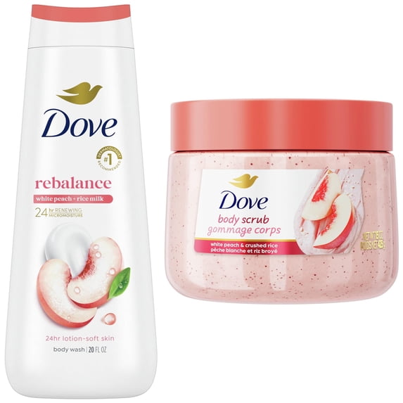 Dove Peach Body Care Collection Body Wash & Body Scrub, 2 Count ...