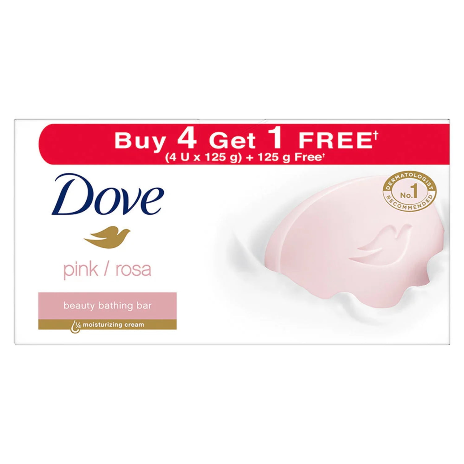 Dove Pink Rosa Beauty Bar - 125 gms (Buy 4 Get 1 Free) - Walmart.com