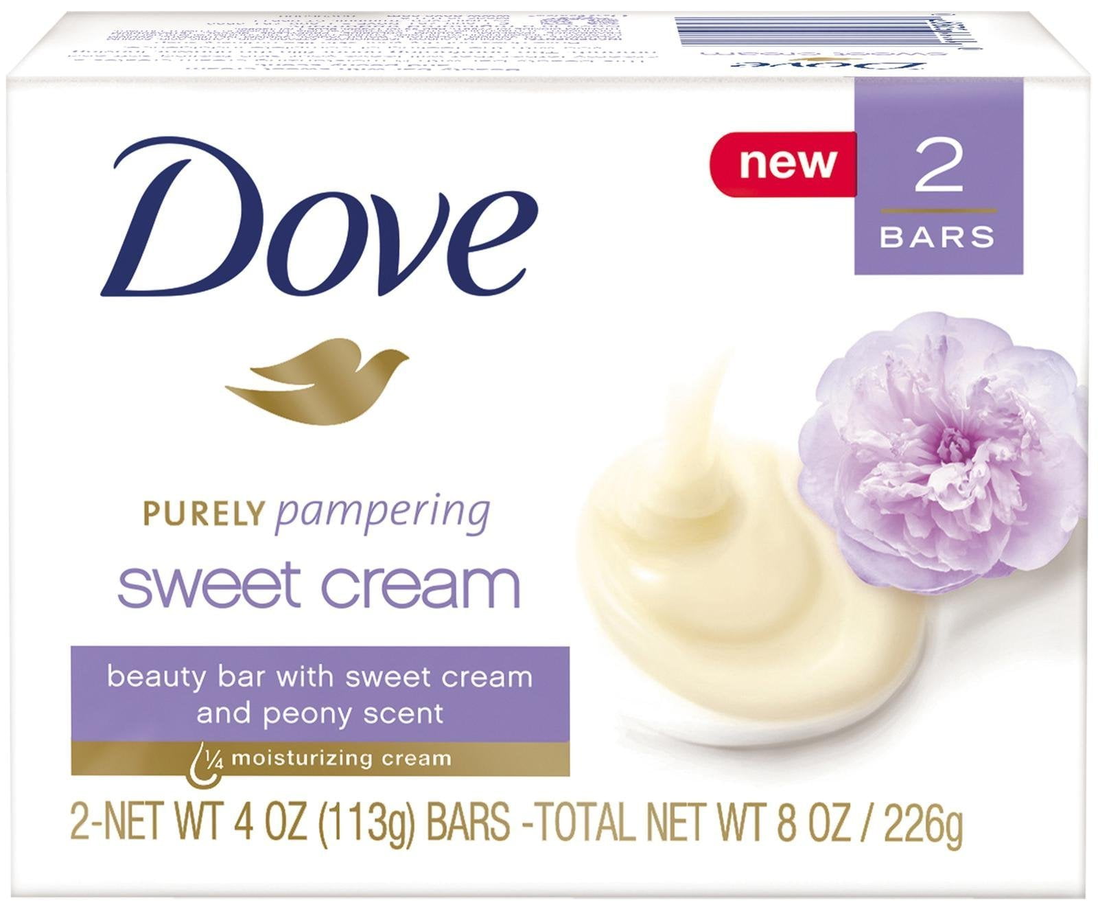 Dove Purely Pampering Beauty Bar Sweet Cream And Peony 4 Ounce, 2 Ct ...