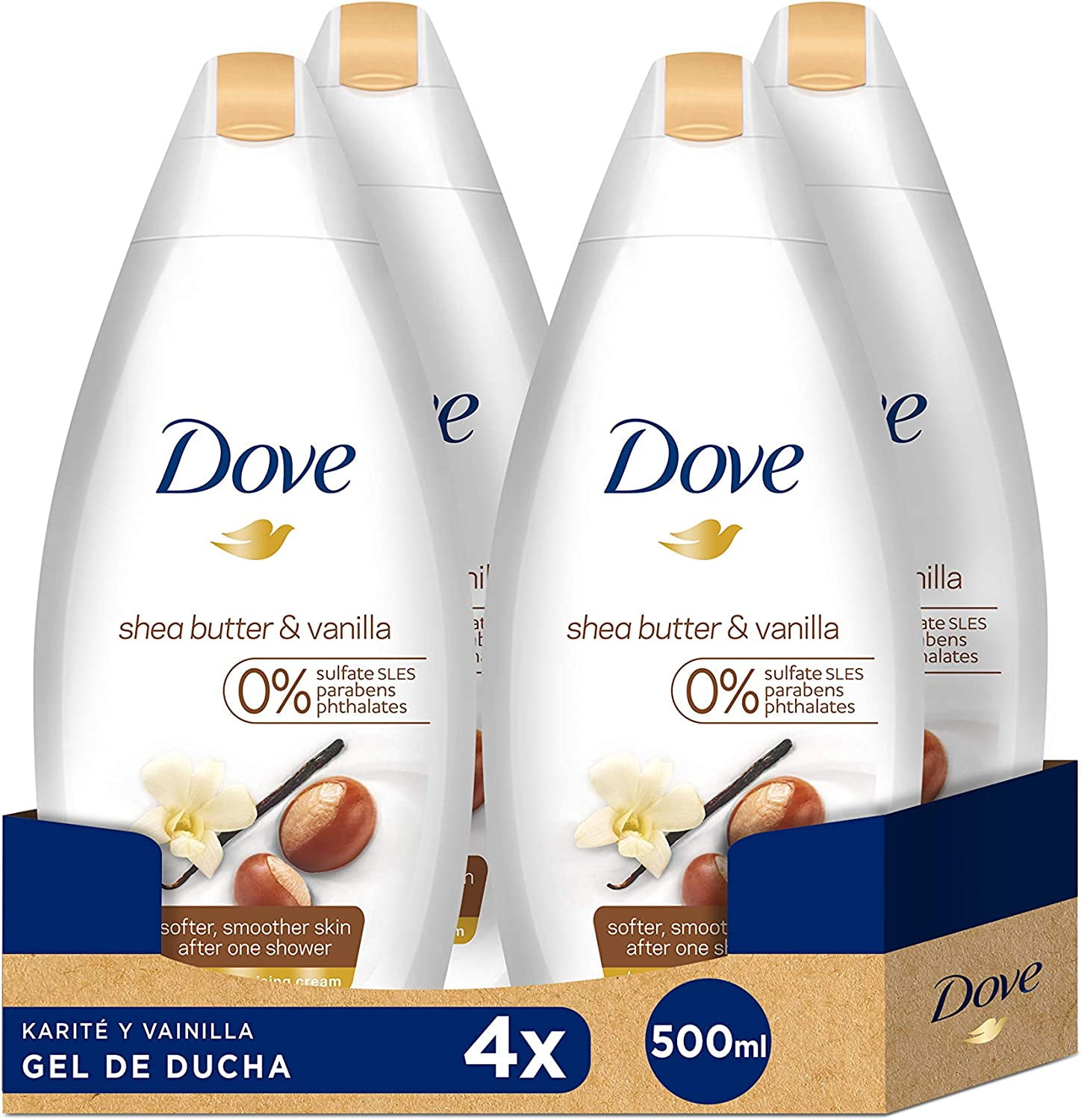 Dove Purely Pampering Body Wash, Shea Butter with Warm Vanilla, 16.9 Ounce/500 Ml (Pack of 4 ...