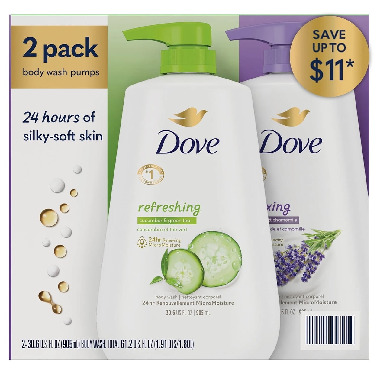 Dove Refresh and Relax Body Wash 30.6 Fluid Ounce (Pack of 2) - Walmart.com