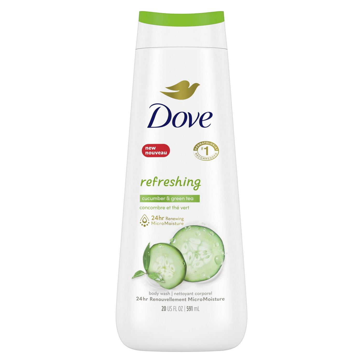 Dove Refreshing Body Wash - Cucumber and Green Tea 20 oz - Walmart.com