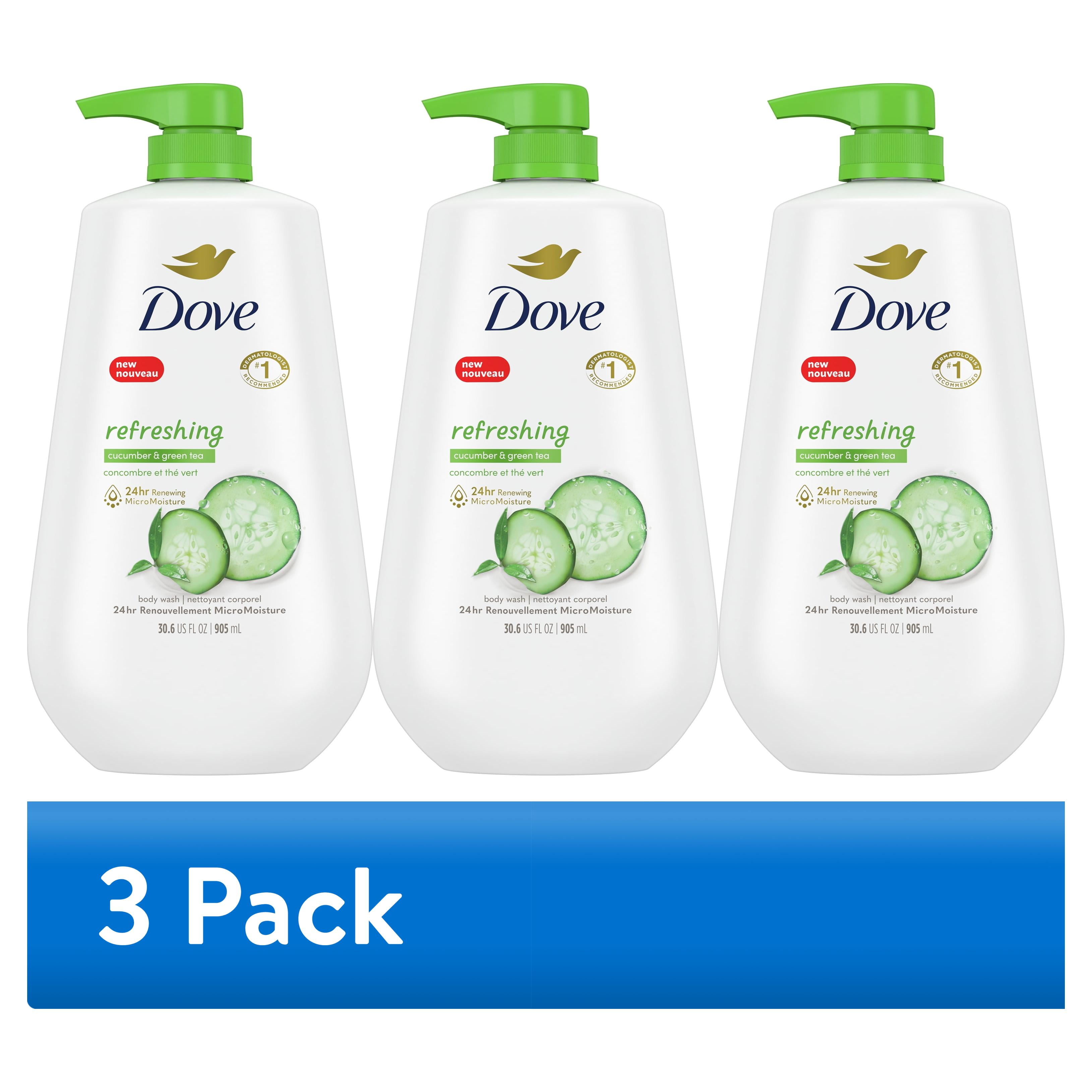 (3 pack) Dove Refreshing Long Lasting Gentle Body Wash, Cucumber and ...
