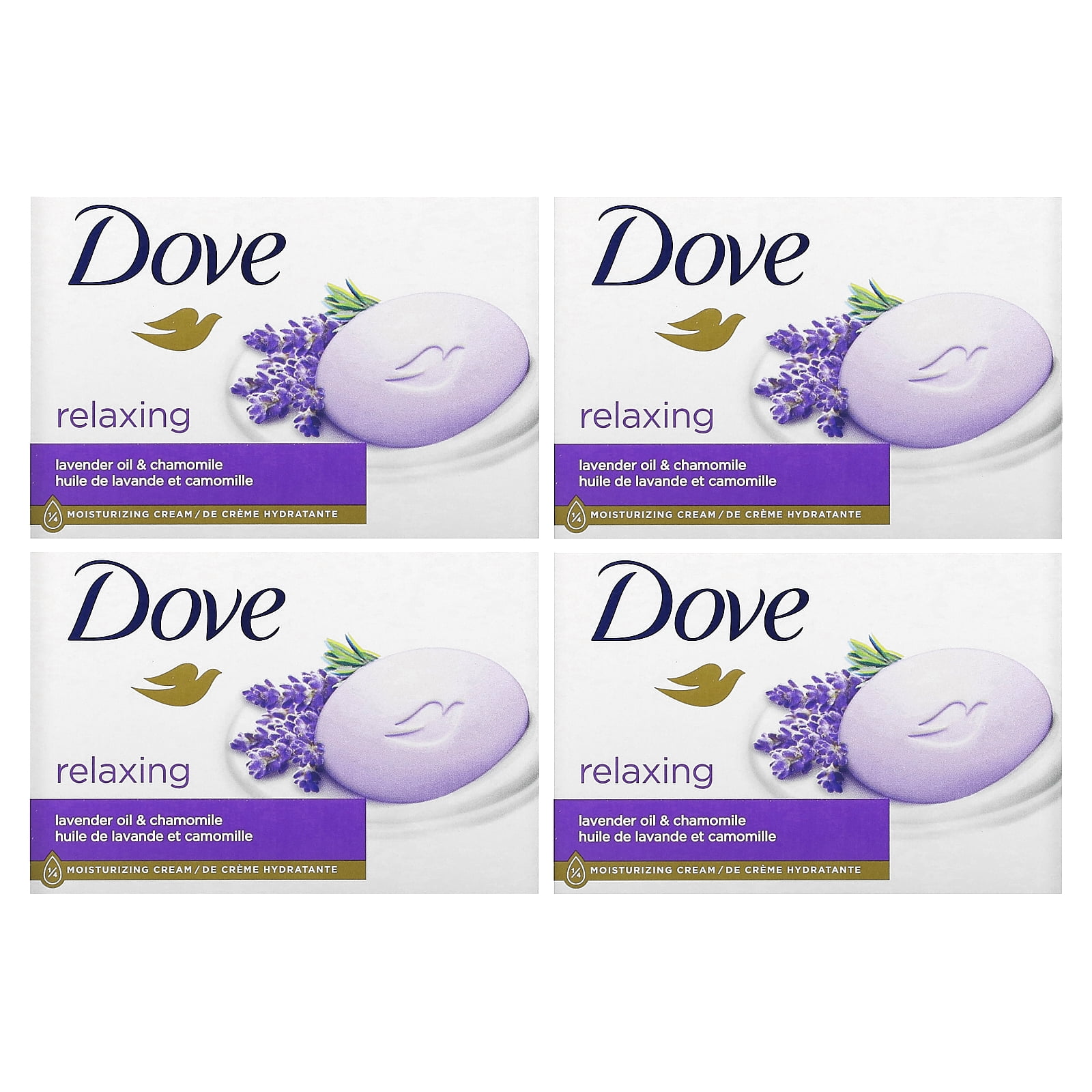 Dove Gentle Soap Bar Pack, Relaxing Lavender Oil & Chamomile, 4 Bars, 3 ...
