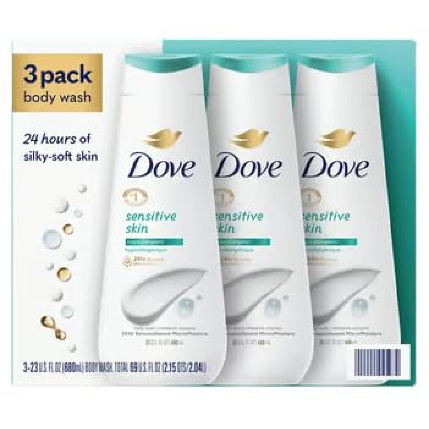 Dove Sensitive Skin Body Wash, 23 Fluid Ounce (Pack of 3) - Walmart.com