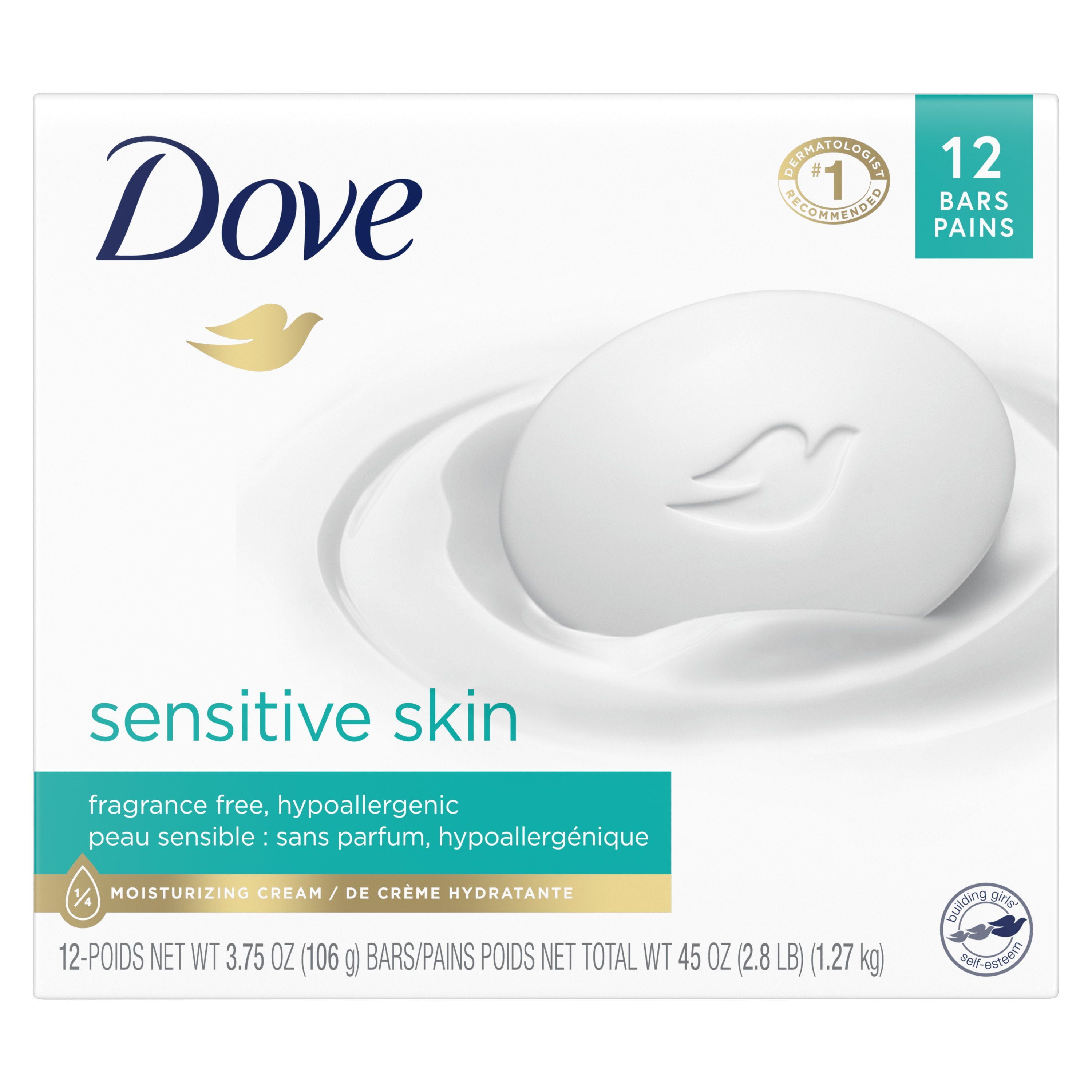 Dove Sensitive Skin Moisturizing Beauty Bars - 12 ct (Pack of 2 ...