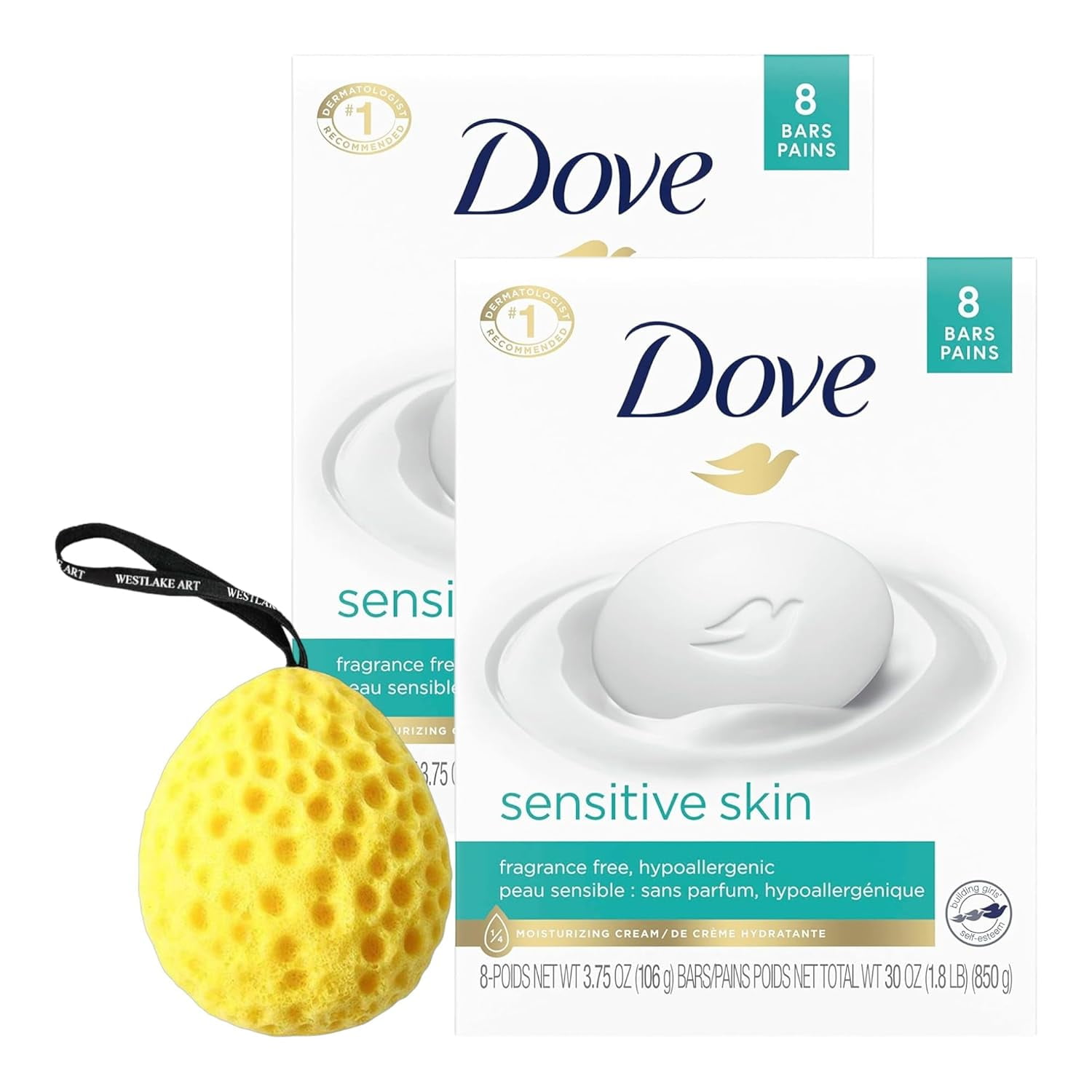 Dove Sensitive Skin Unscented Beauty Bar 3 75 Oz 8 Pack