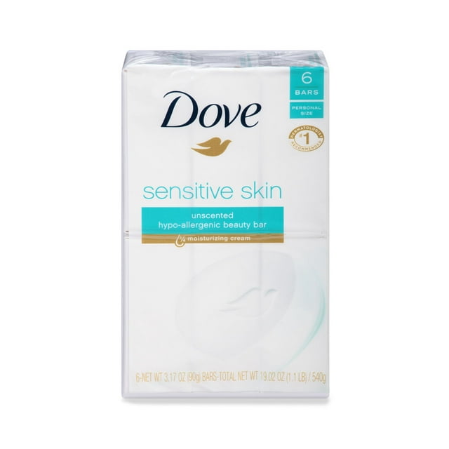 Dove Sensitive Skin Unscented Beauty Bars 6 Pack