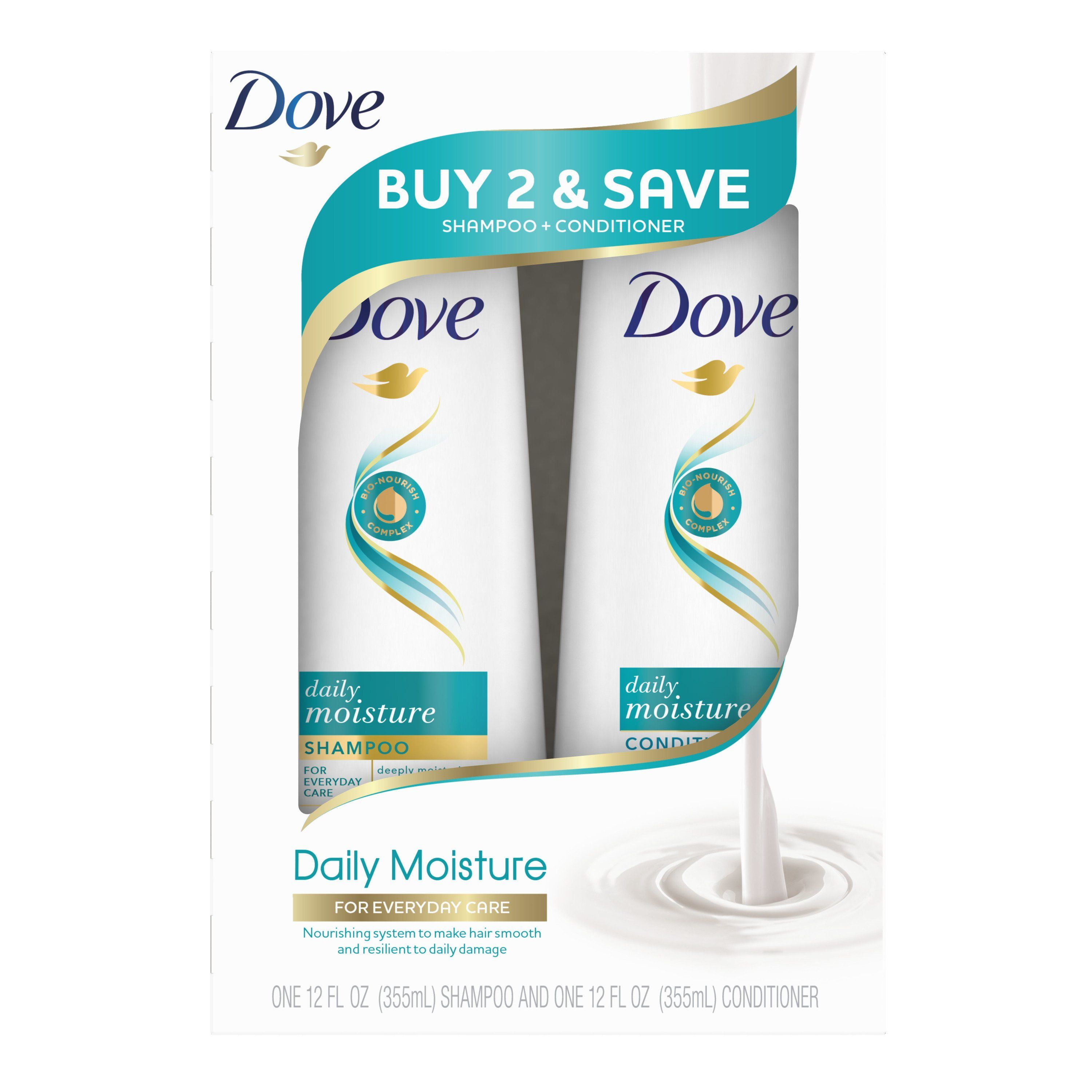 Dove Shampoo & Conditioner Daily Moisture, 2 Pk - 24 oz Package May ...