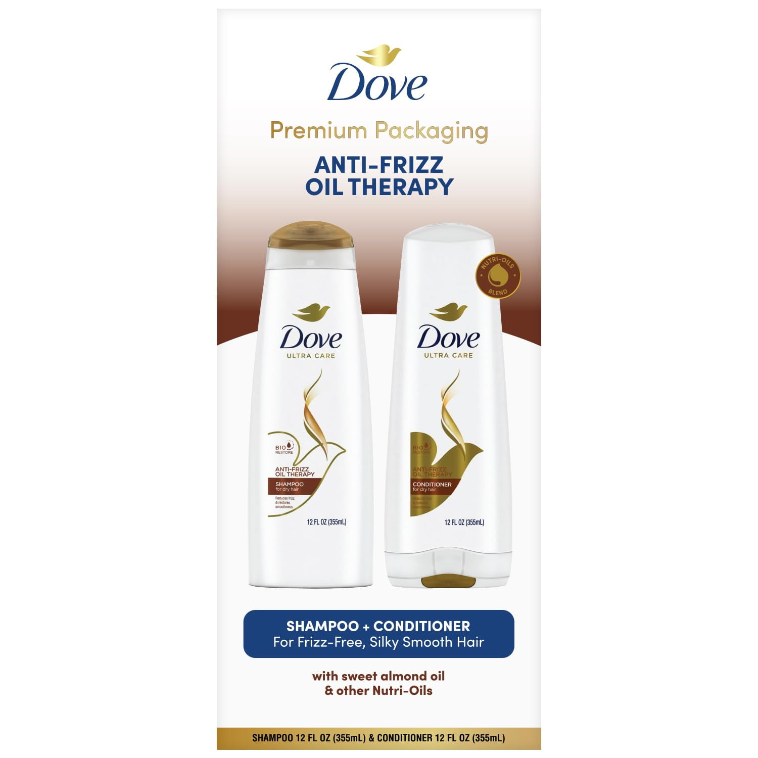 Dove Shampoo and Conditioner Set - Anti-Frizz Oil Therapy with Sweet ...