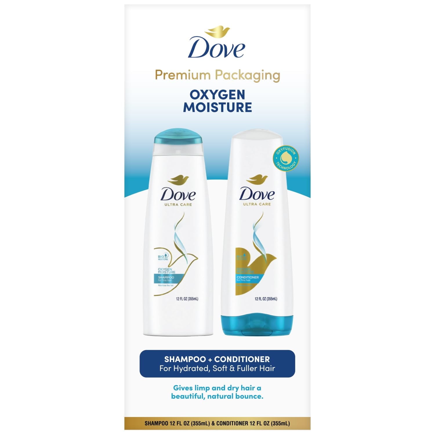 Dove Shampoo and Conditioner Set - Oxygen Moisture Hydrating Shampoo ...