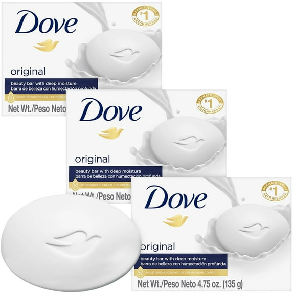 Dove Soap, Original Beauty Bar 3-Pack – 3-in-1 Moisturizing Face, Body & Hand Soap, 4.75 Oz Ea ...