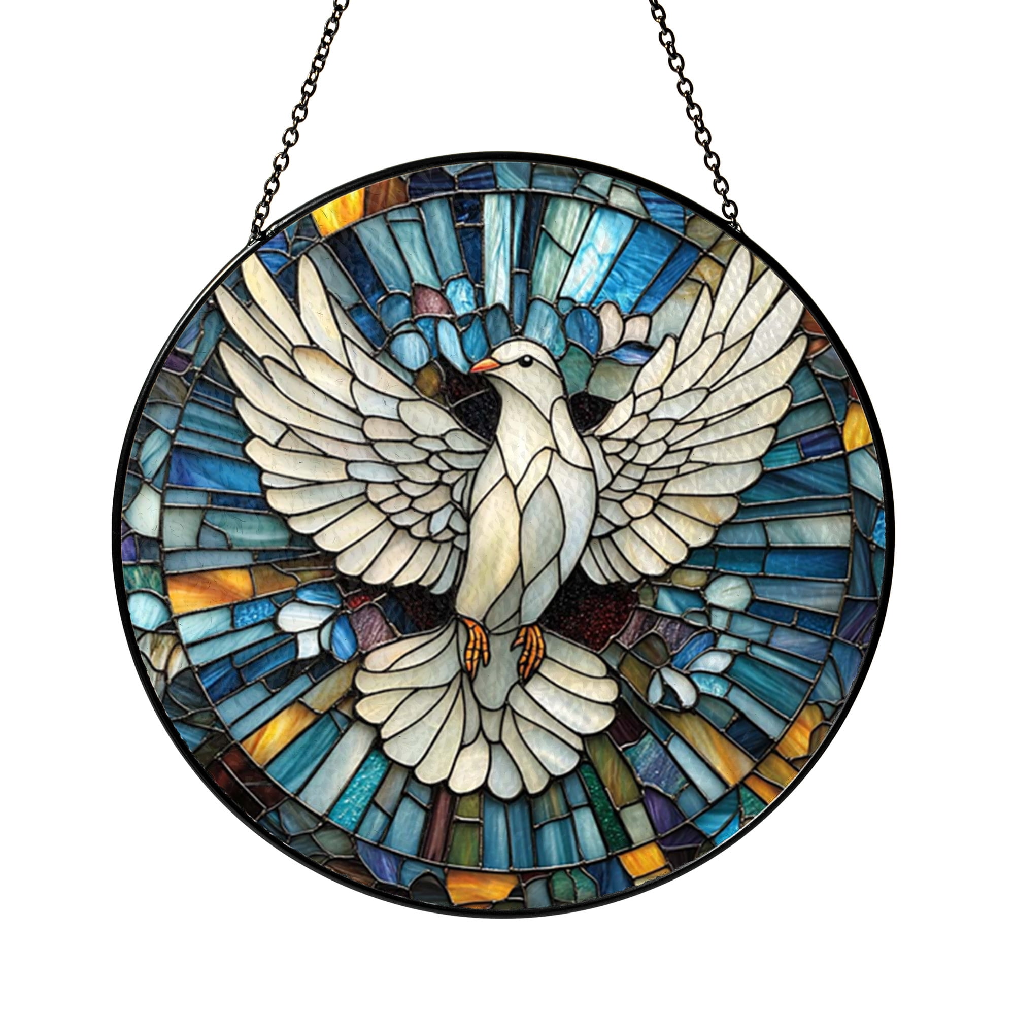 Dove Stained Glass Look Suncatcher, Decorative Window Hanging with ...
