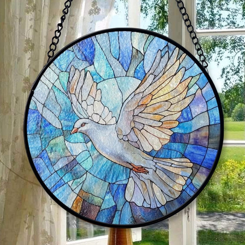Dove Stained Glass SunCatcher Dove Bird Light Catcher Window Hanging ...