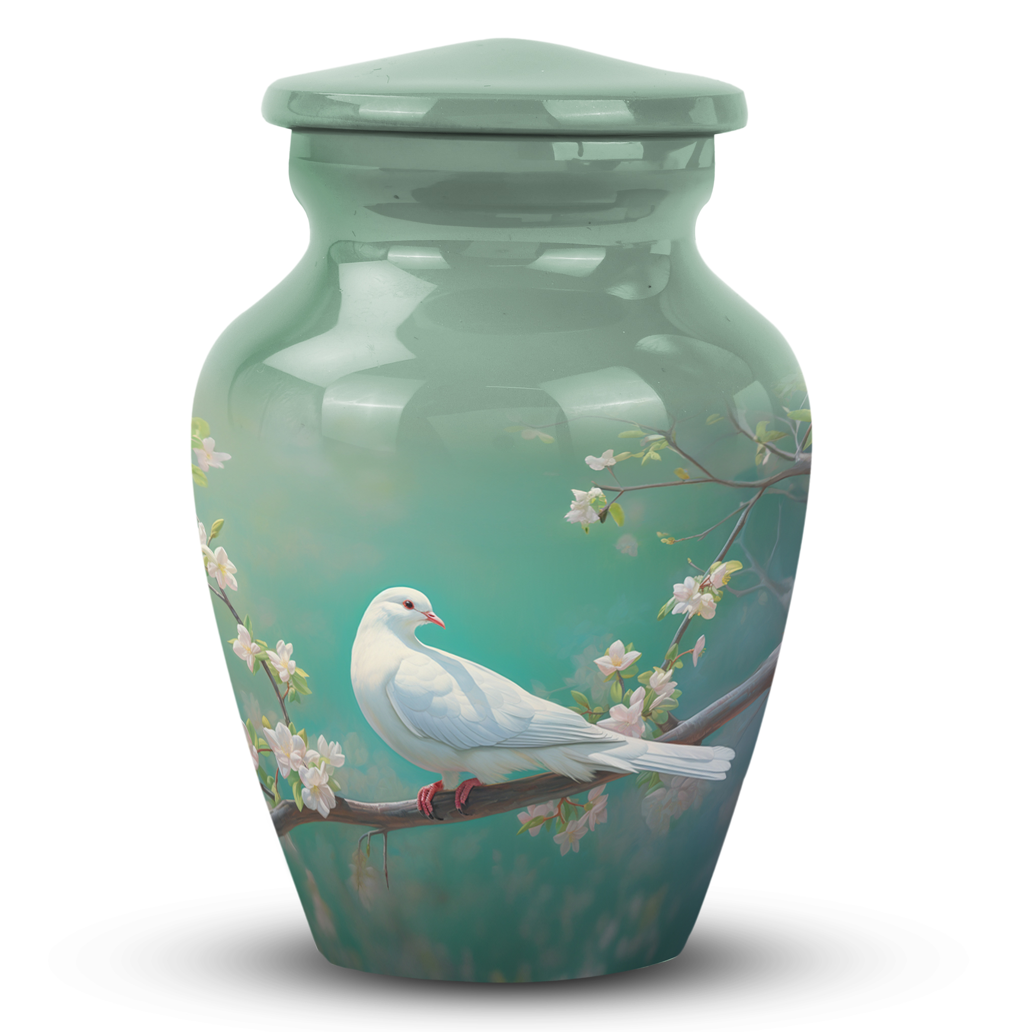 Dove Stand In Tree Green Background - Funeral Urn - Ash Holders For ...