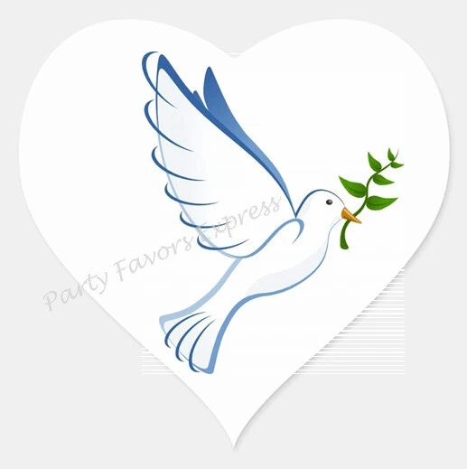 Dove Stickers Party Favors - (Heart Shaped Stickers) Phone Decal Water ...